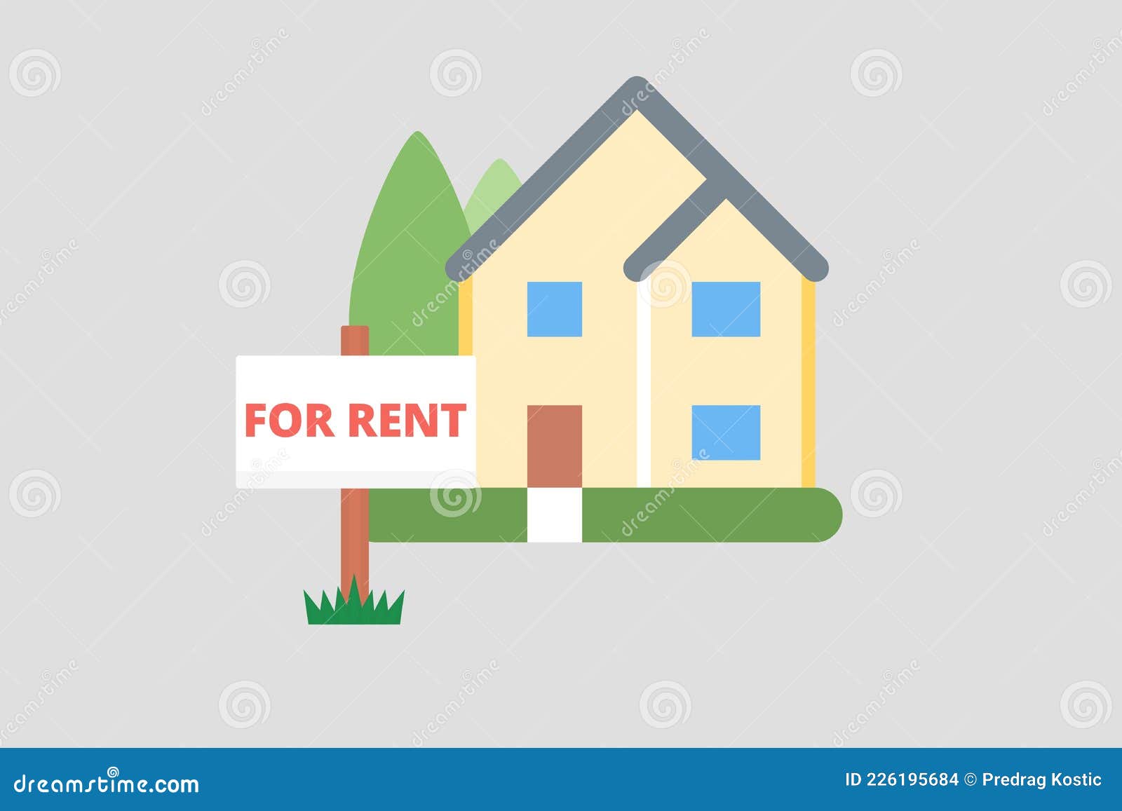 HOME for rent. stock illustration. Illustration of background - 226195684