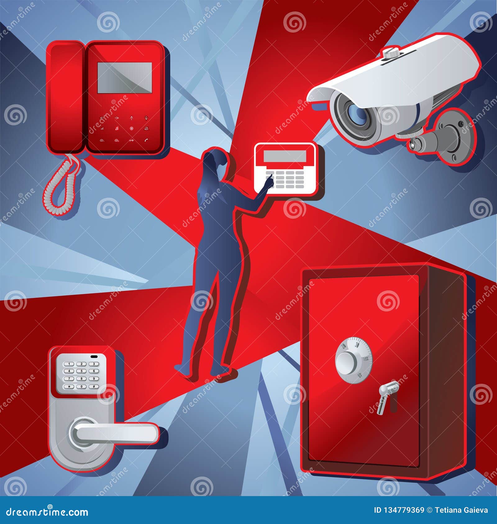 Home Alarm, Safe and Human Figure. Vector Stock Vector - Illustration ...