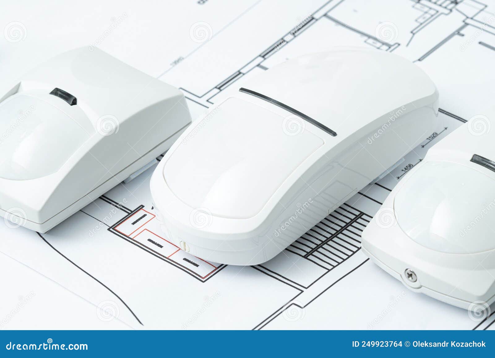 Home Alarm. White Motion Sensors, Installation Diagram. Stock Photo ...