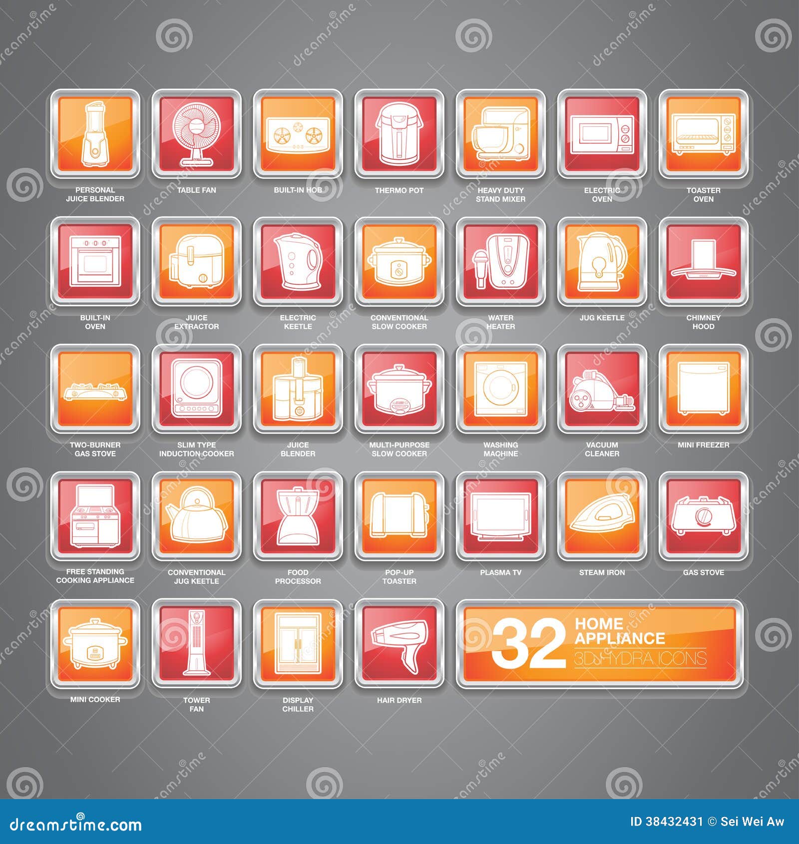 Home Appliance Icons Flat stock vector. Illustration of juice - 38432431