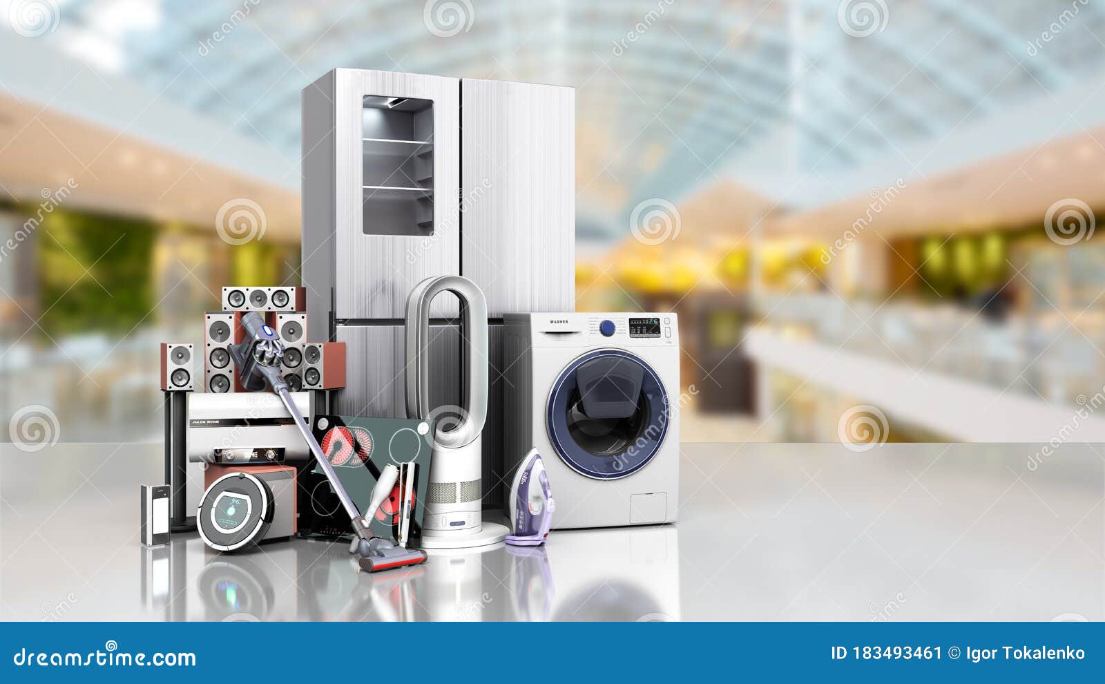 Home Appliances E Commerce or Online Shopping Concept 3d Render on Shop ...