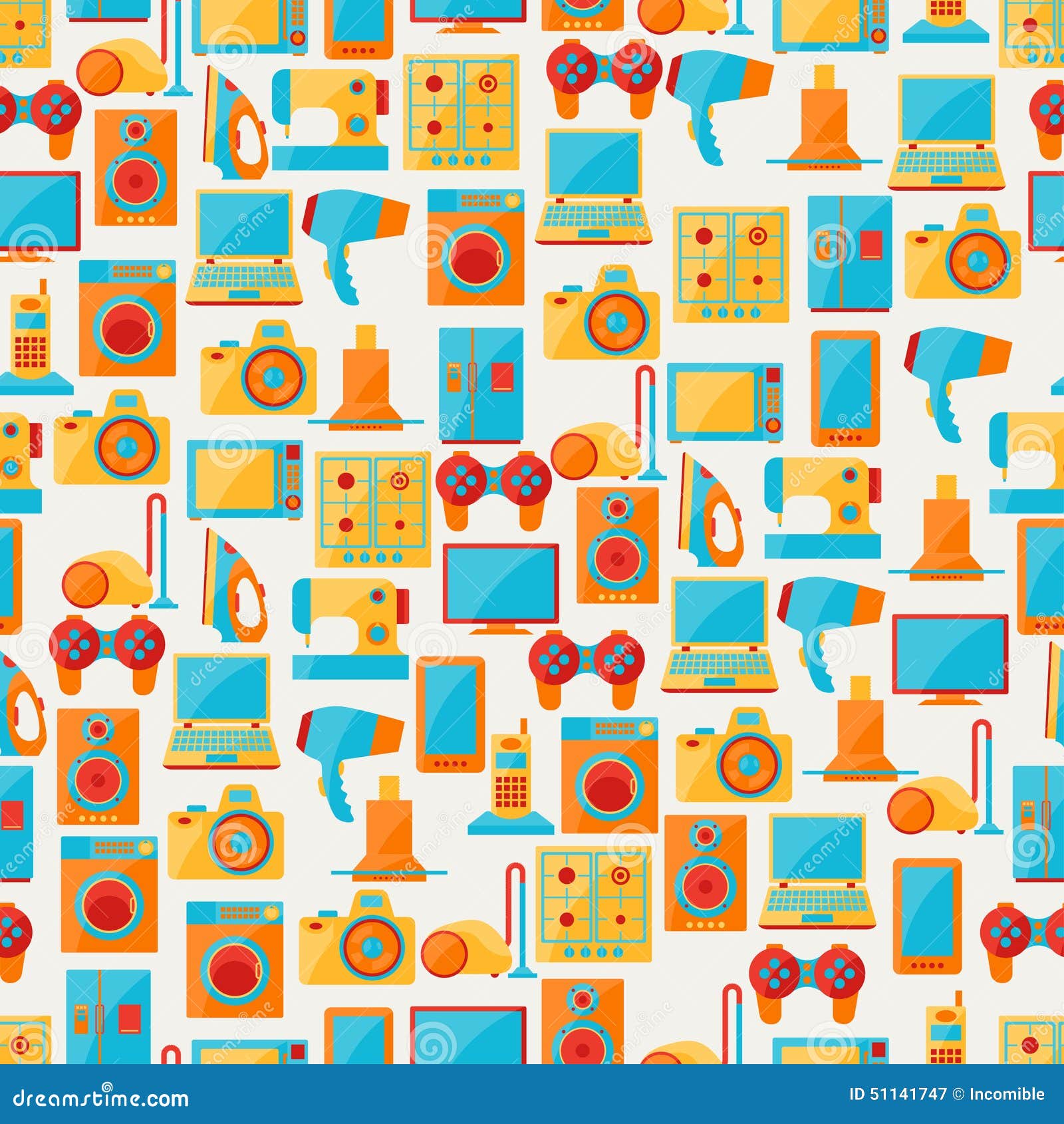 Home Appliances and Electronics Seamless Patterns Stock Vector ...