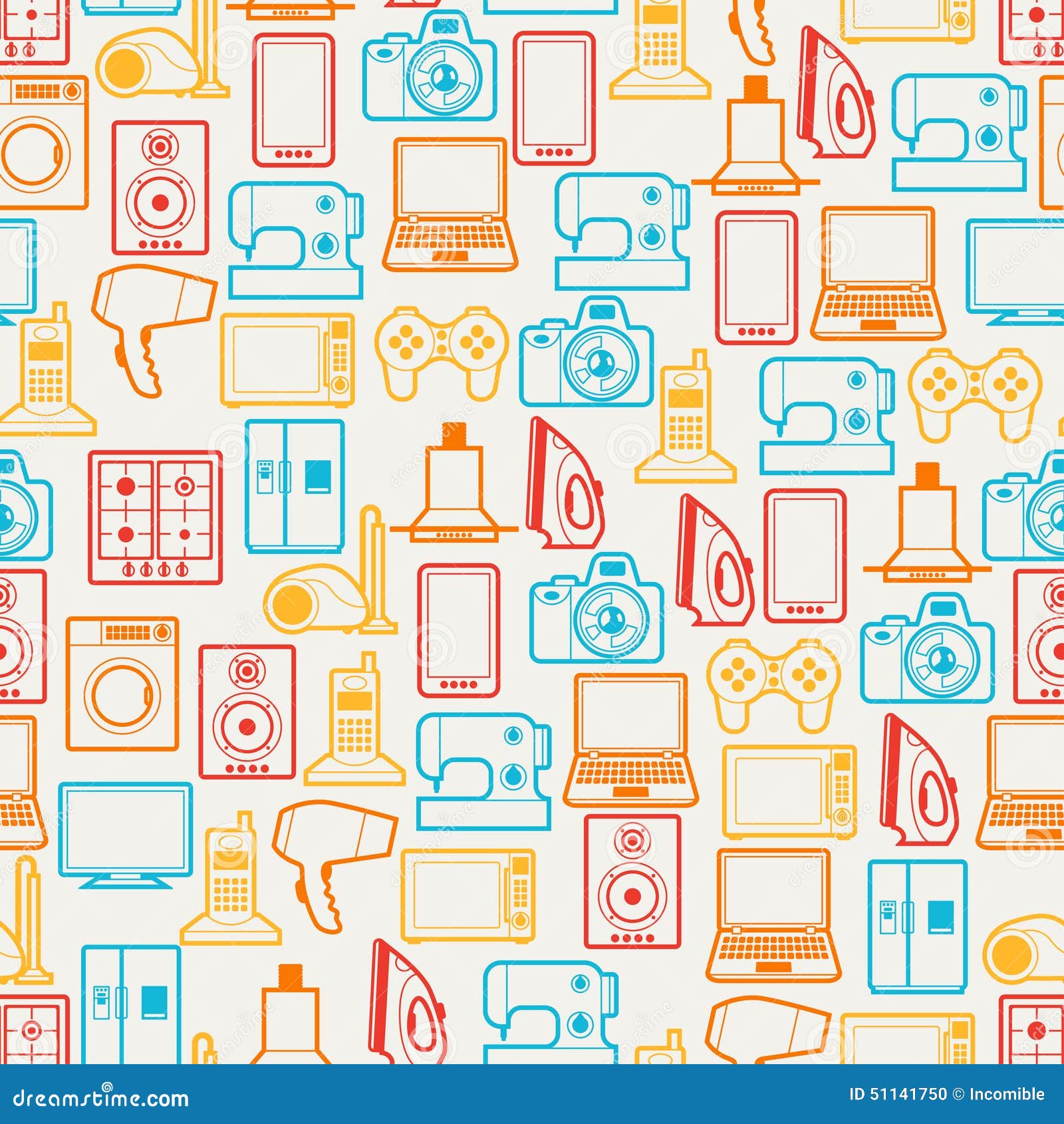 Home Appliances and Electronics Seamless Patterns Stock Vector ...