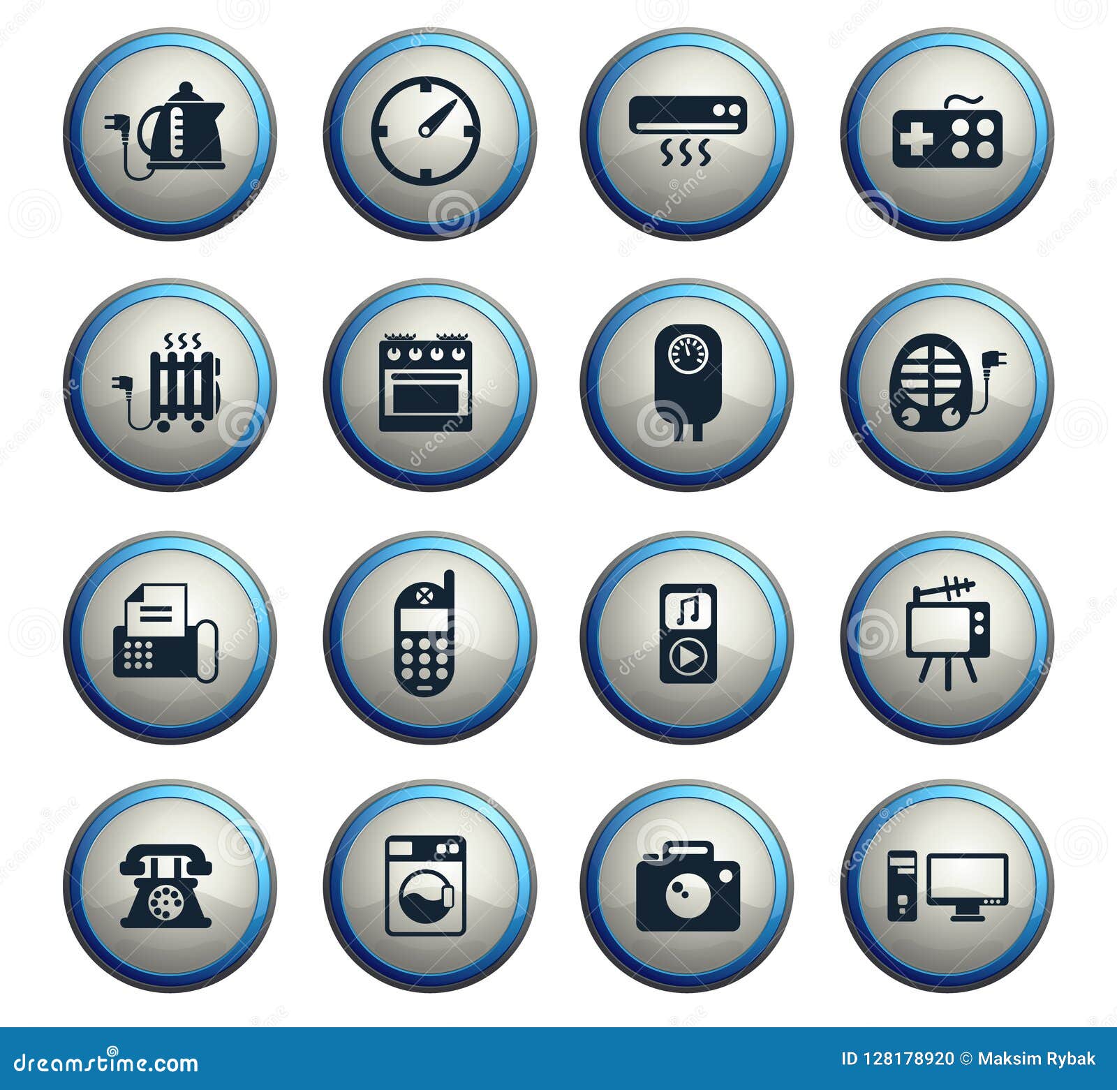 Home appliances icon set stock vector. Illustration of computer - 128178920