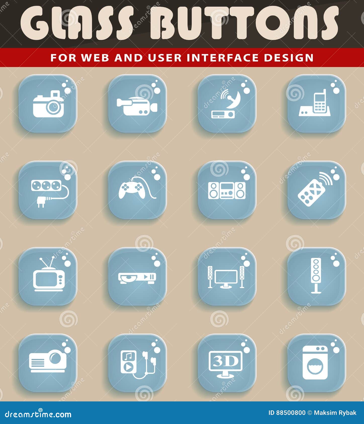 Home appliances icon set stock illustration. Illustration of player ...