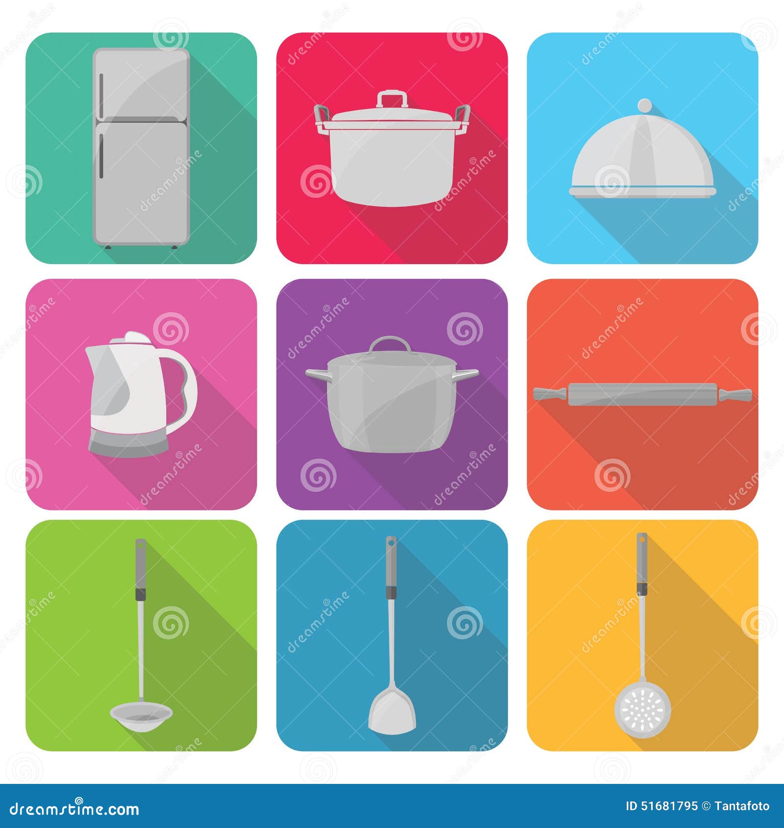 Home Appliances Icons in Flat Design Set 4 Stock Vector - Illustration ...