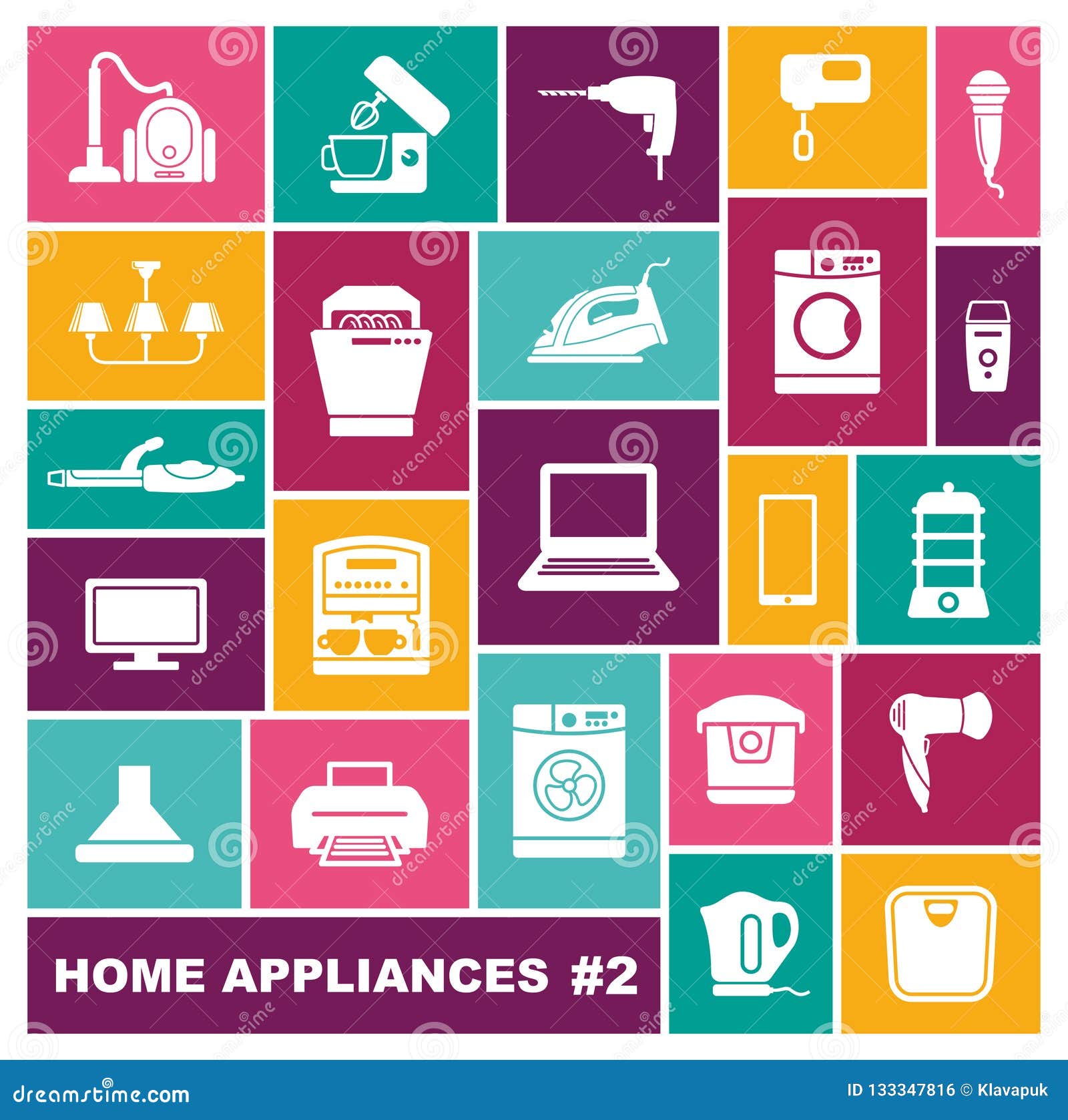 Home Appliances Icons in Flat Style. Vector Illustration Stock Vector ...