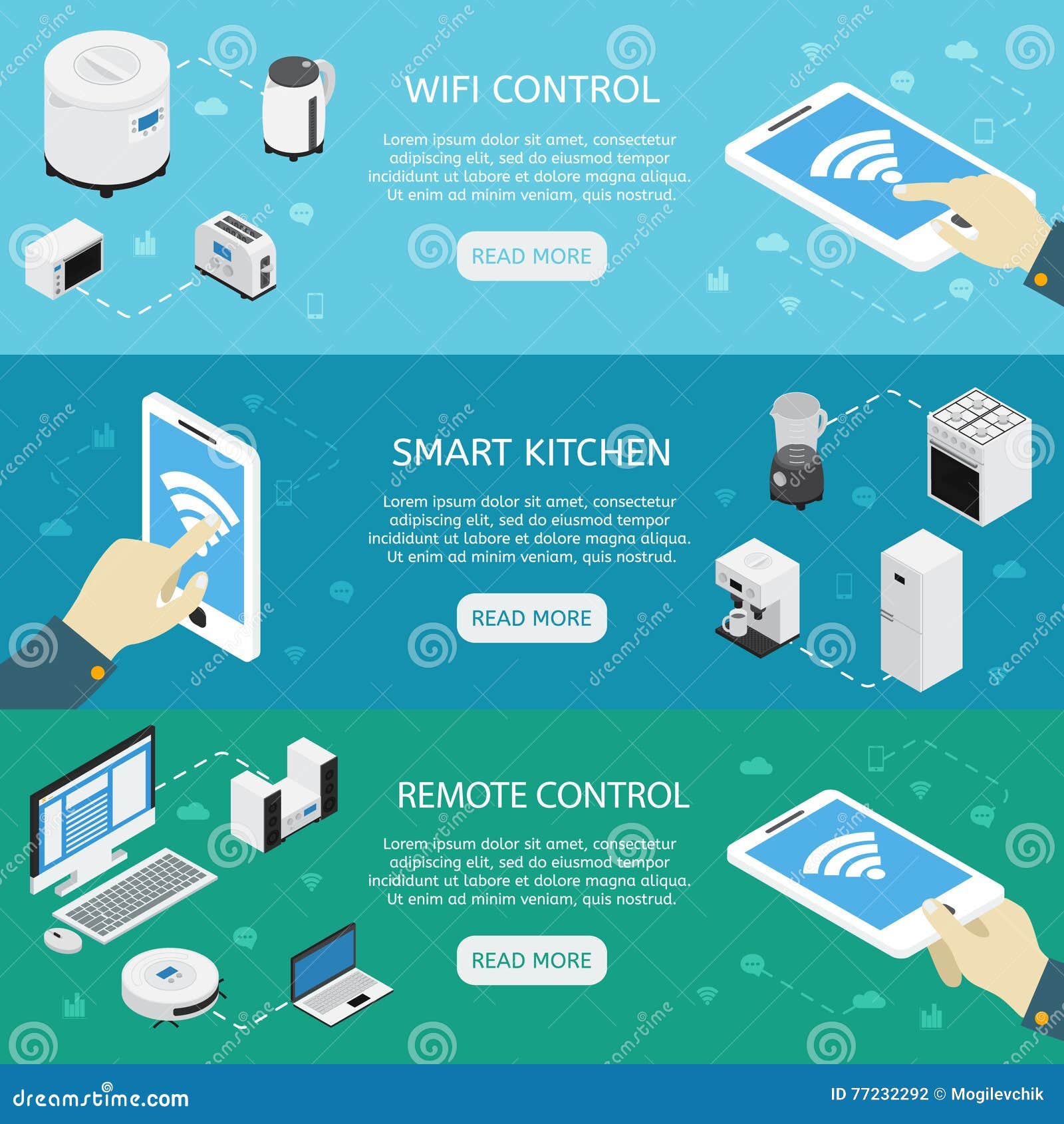 Home Appliances Isometrics Banner Set Stock Vector - Illustration of ...