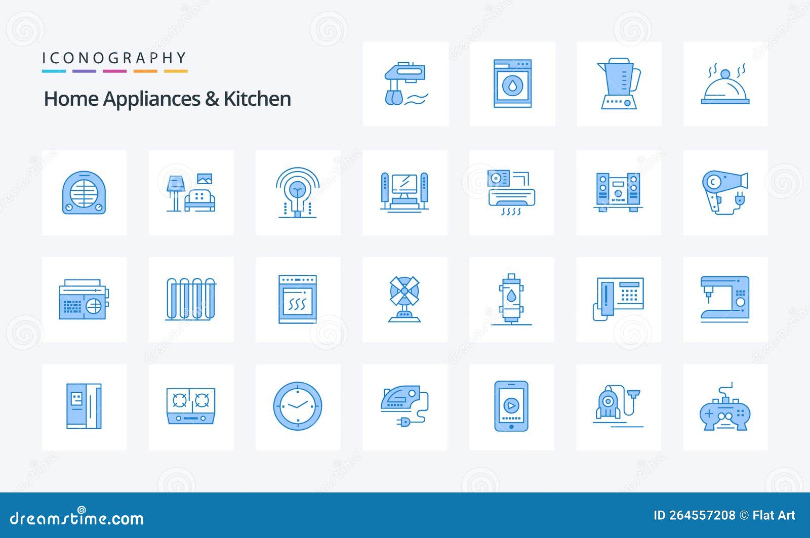 25 Home Appliances and Kitchen Blue Icon Pack Stock Vector ...