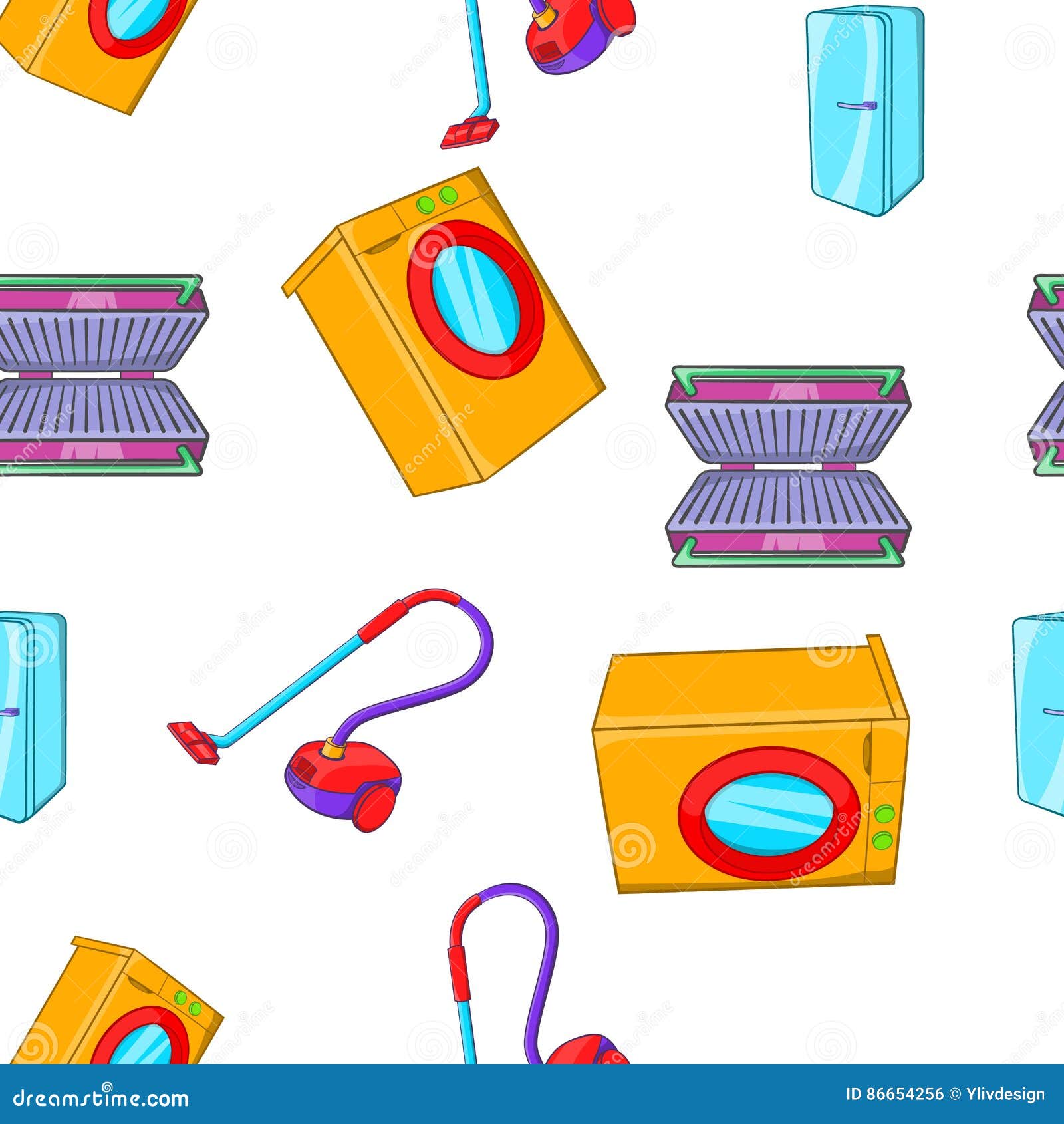 Home Appliances Pattern, Cartoon Style Stock Vector - Illustration of ...