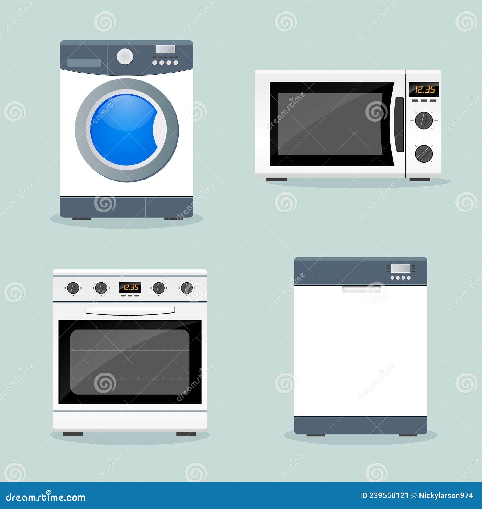 Home Appliances Set Vector Illustration Stock Vector - Illustration of ...