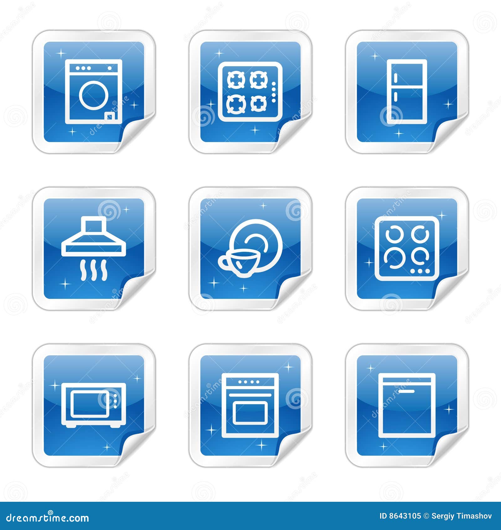 Home Appliances Web Icons, Blue Sticker Series Stock Vector ...