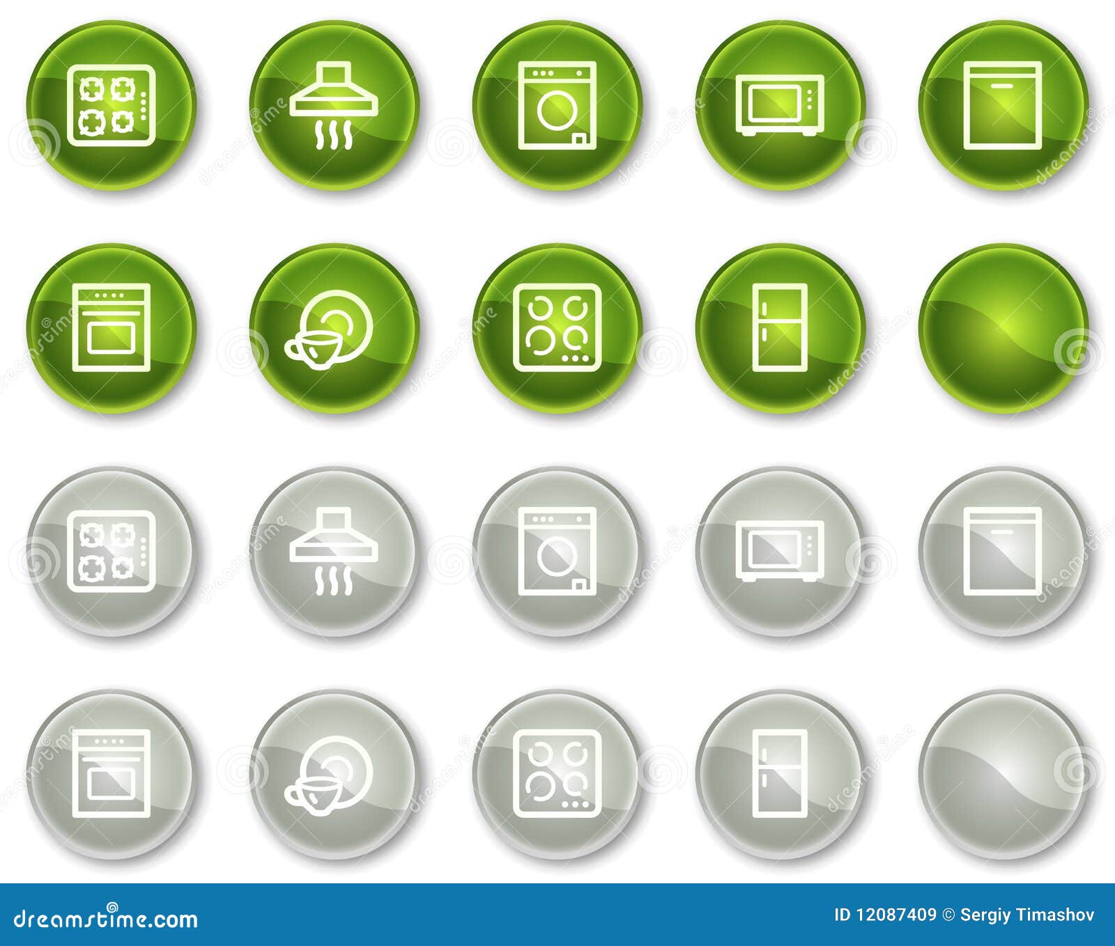 Home Appliances Web Icons, Green Circle Buttons Stock Vector ...