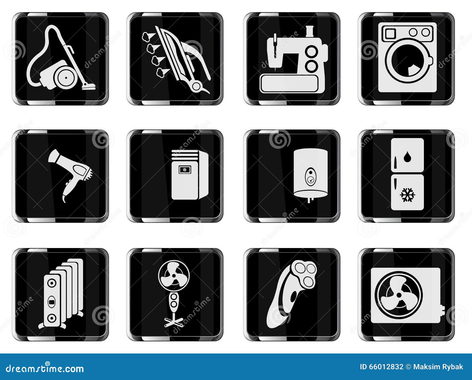 Home Applicances Simply Icons Stock Vector - Illustration of silhouette ...