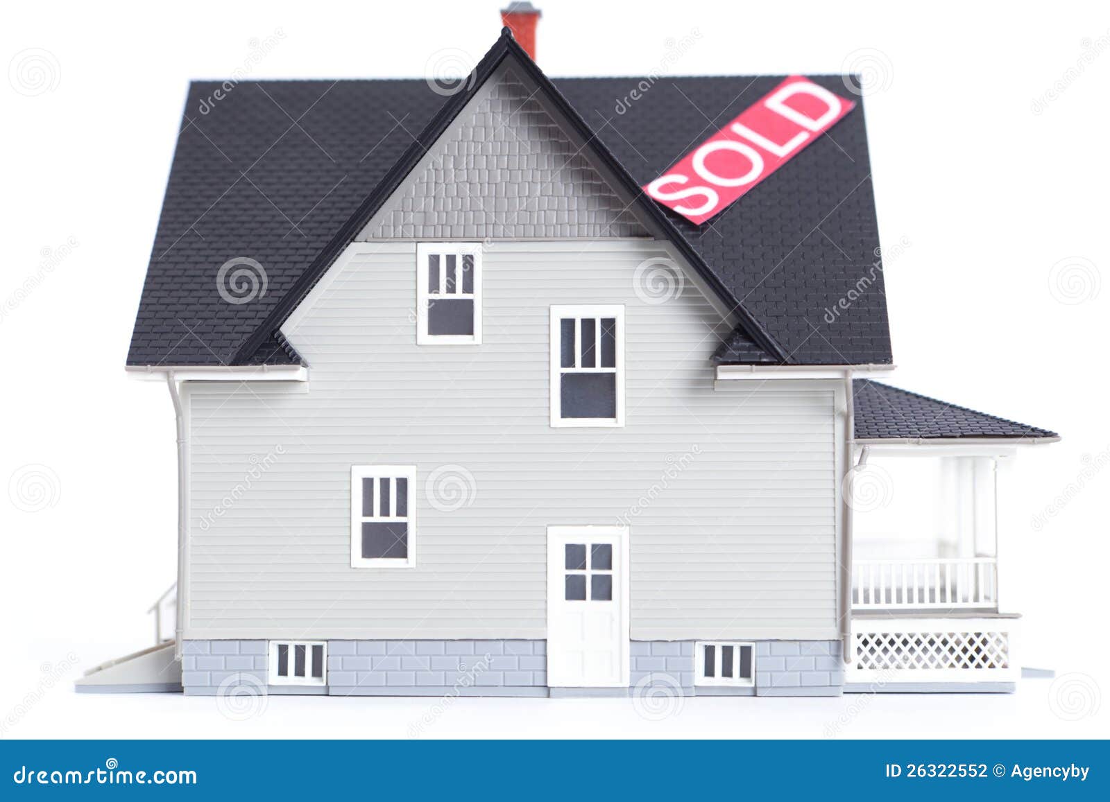 Home Architectural Model with Sold Sign, Isolated Stock Photo - Image ...