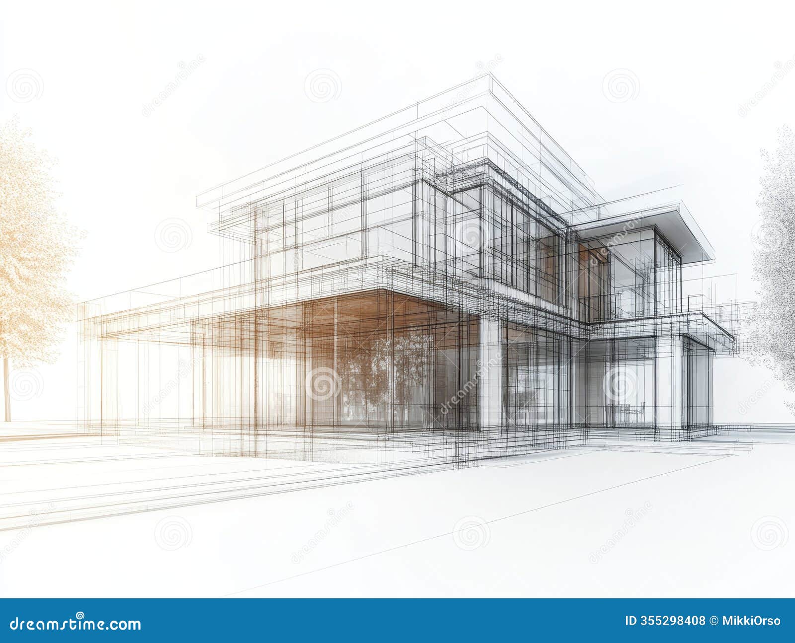 Home Architecture Exterior Renovation Services with Realistic Wireframe ...