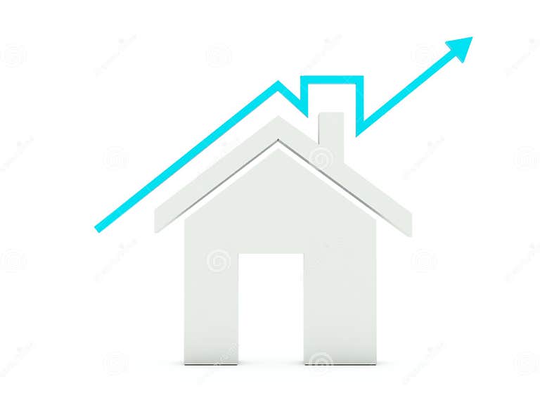 Home with arrow stock illustration. Illustration of business - 13599956