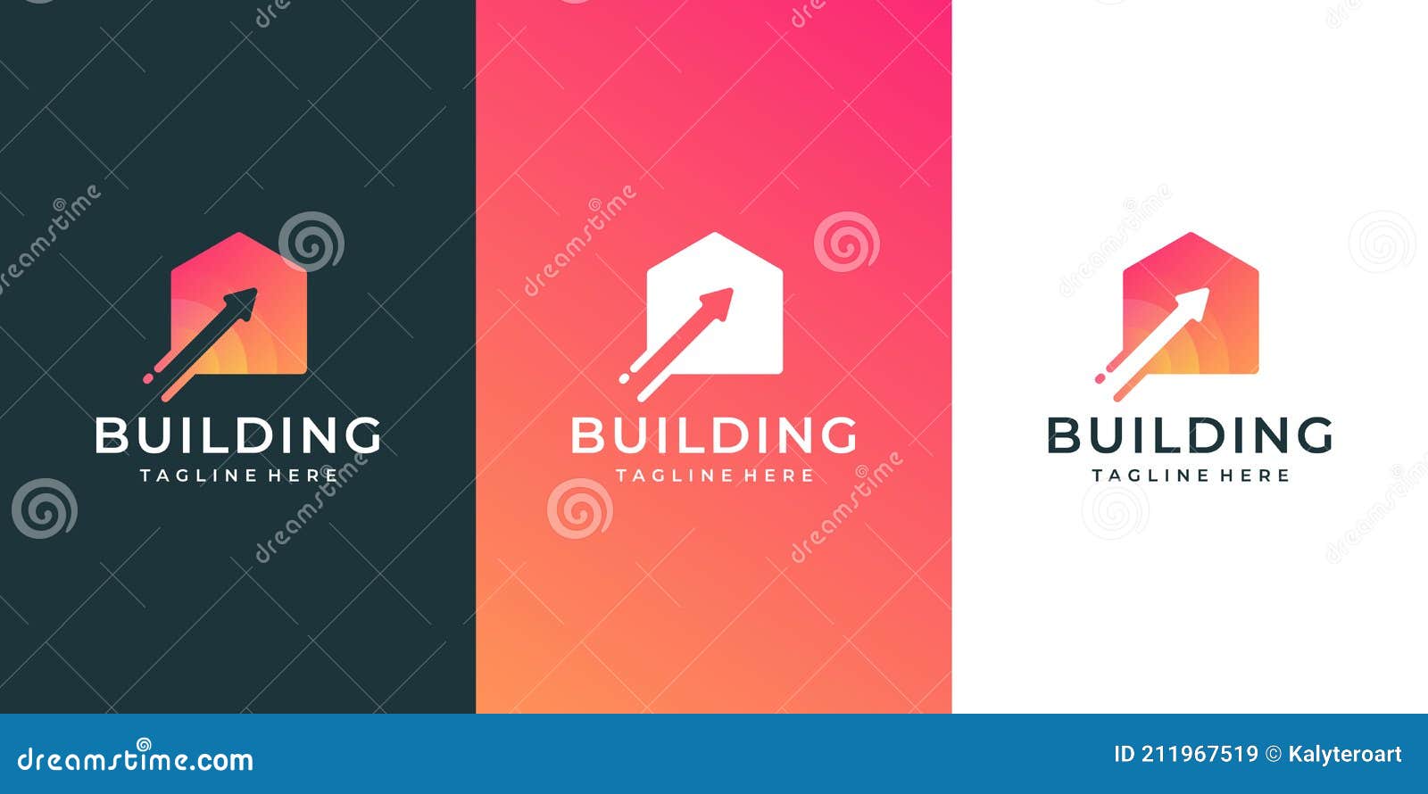 Home Arrow Logo Variations Set Bundle Inspiration Template Stock Vector ...