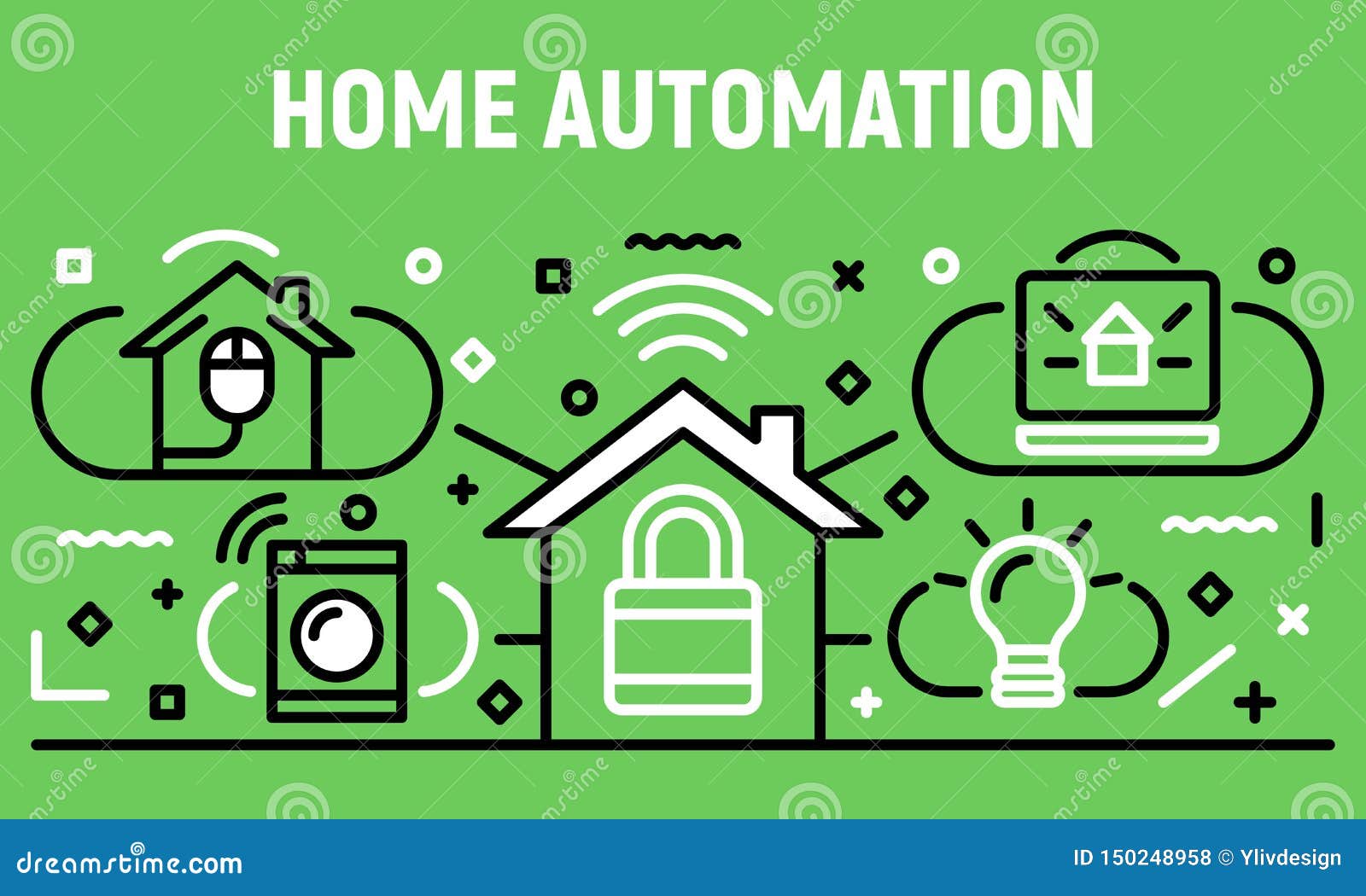 Home Automation Banner, Outline Style Stock Vector - Illustration of ... Home Automation Banner, Outline Style Stock Vector - Illustration of ...
