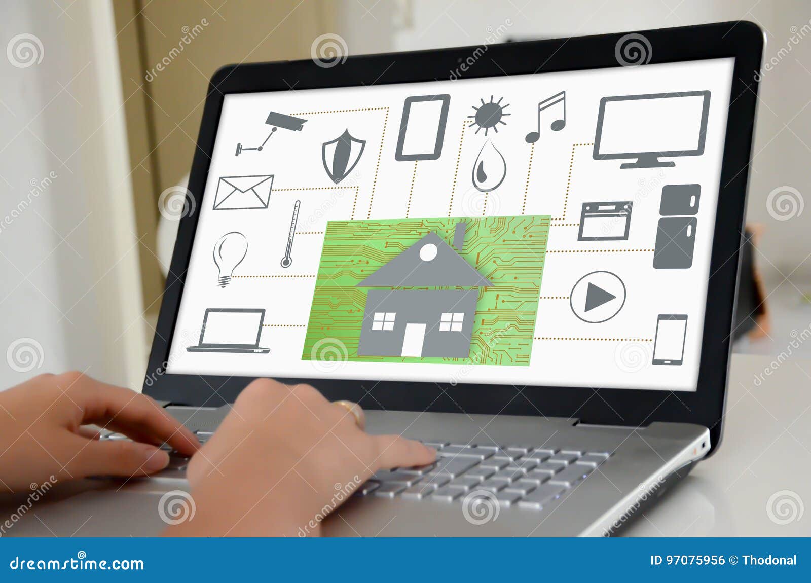 Home Automation Concept on a Laptop Screen Stock Photo - Image of home ...