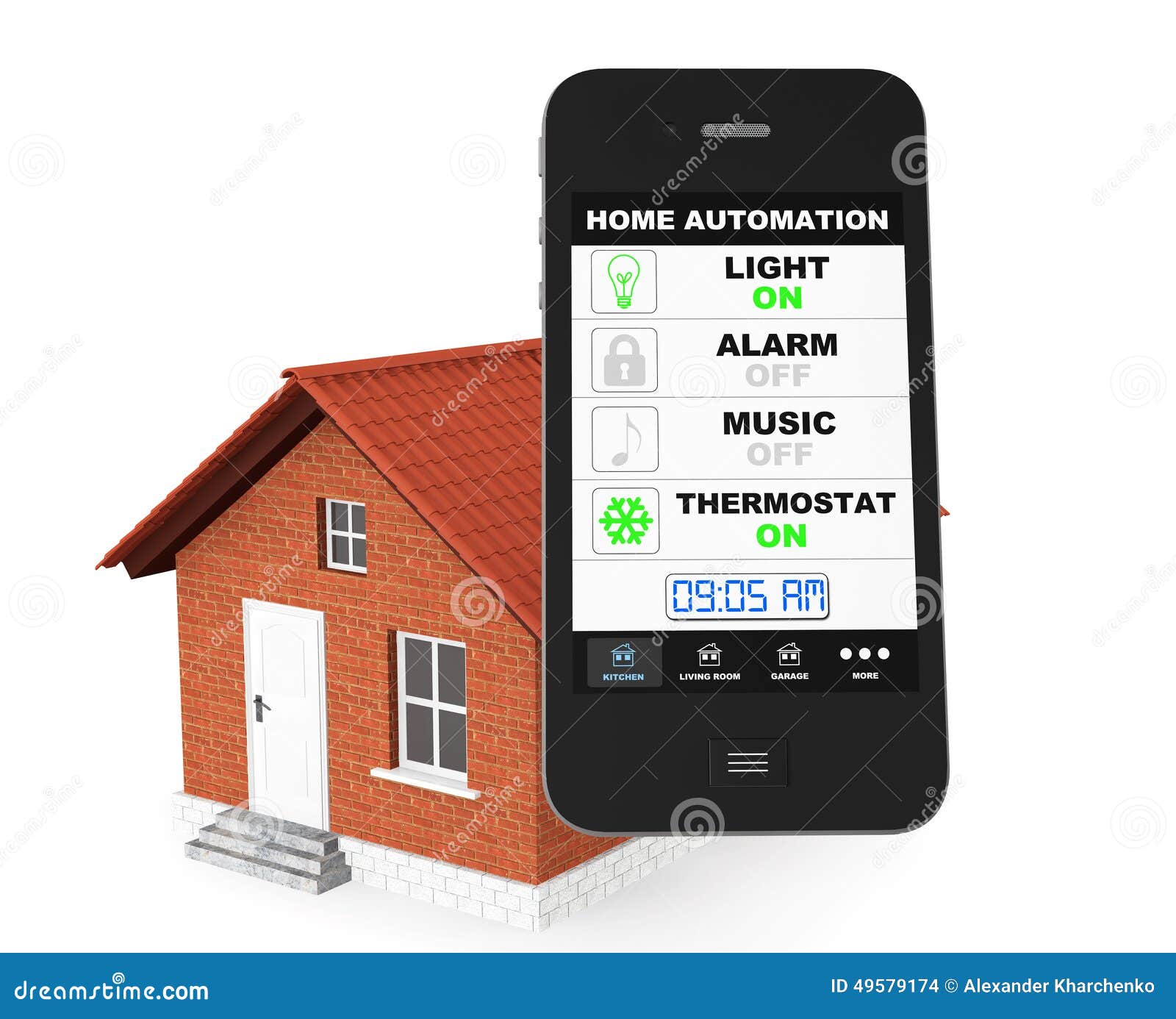 Home Automation Concept. Mobile Phone and House Stock Illustration ...