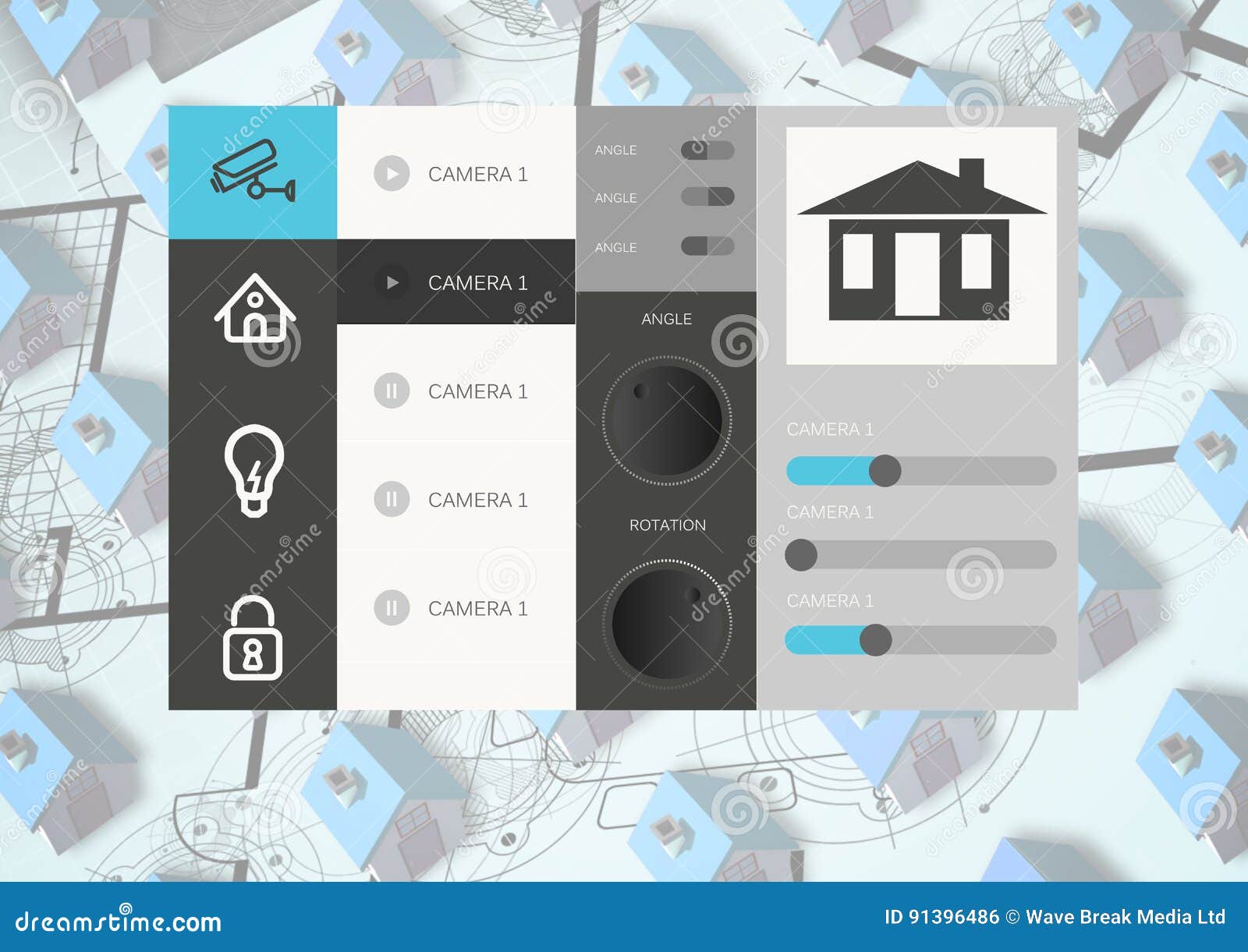 Home Automation System App Interface Stock Illustration - Illustration ...