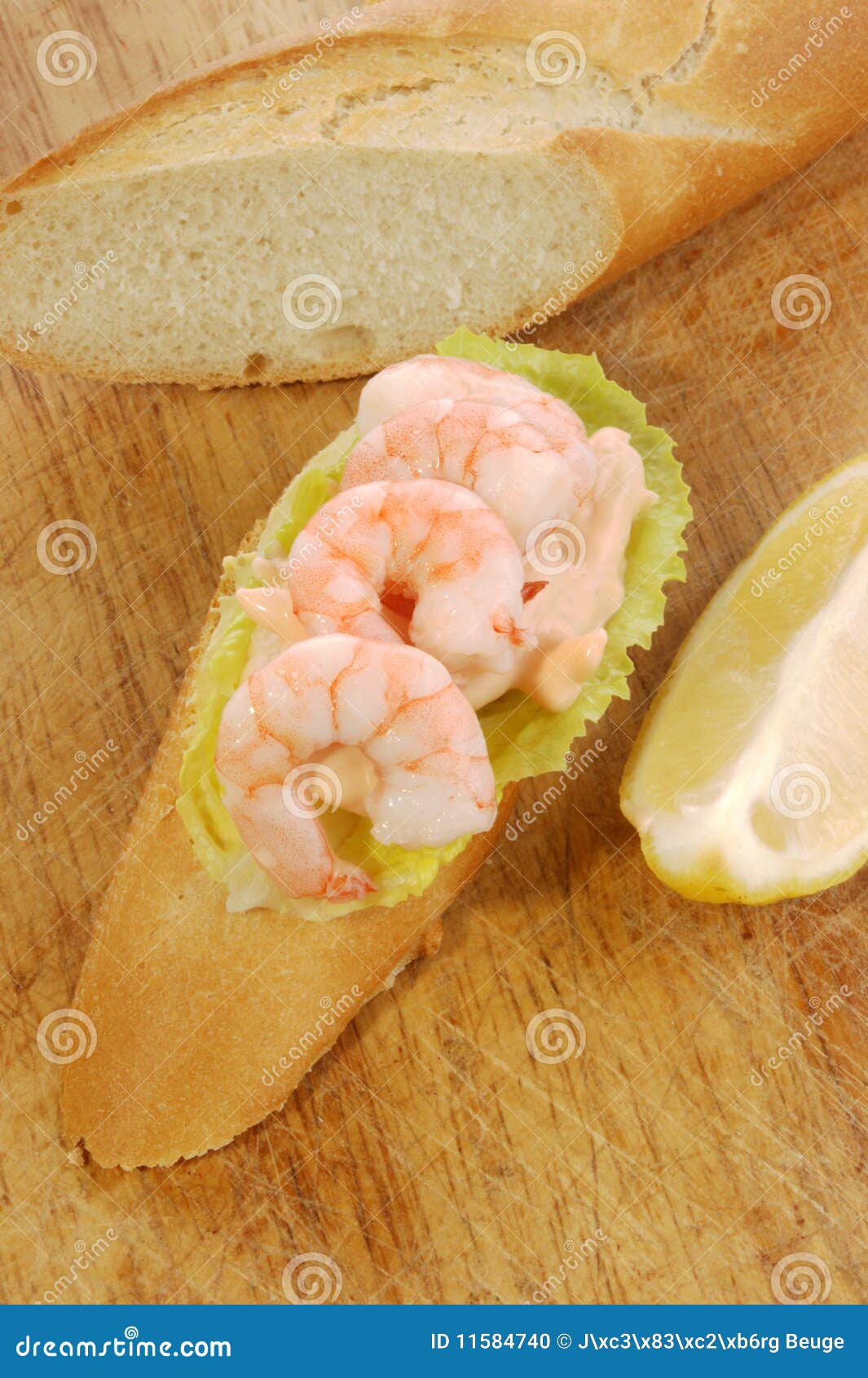 Home Baked Bread with Organic Prawns Stock Photo - Image of organic ...