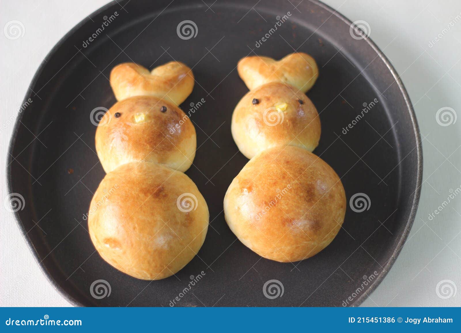 Home Baked Easter Bunny Bread Rolls. Buns Baked in the Shape of Bunny ...