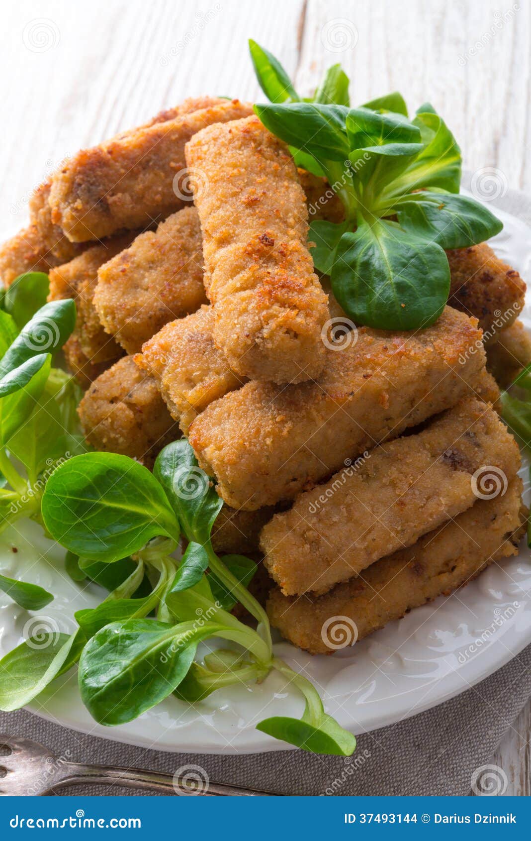 Home-baked Fish Sticks with Salad Stock Photo - Image of pepper, meal ...