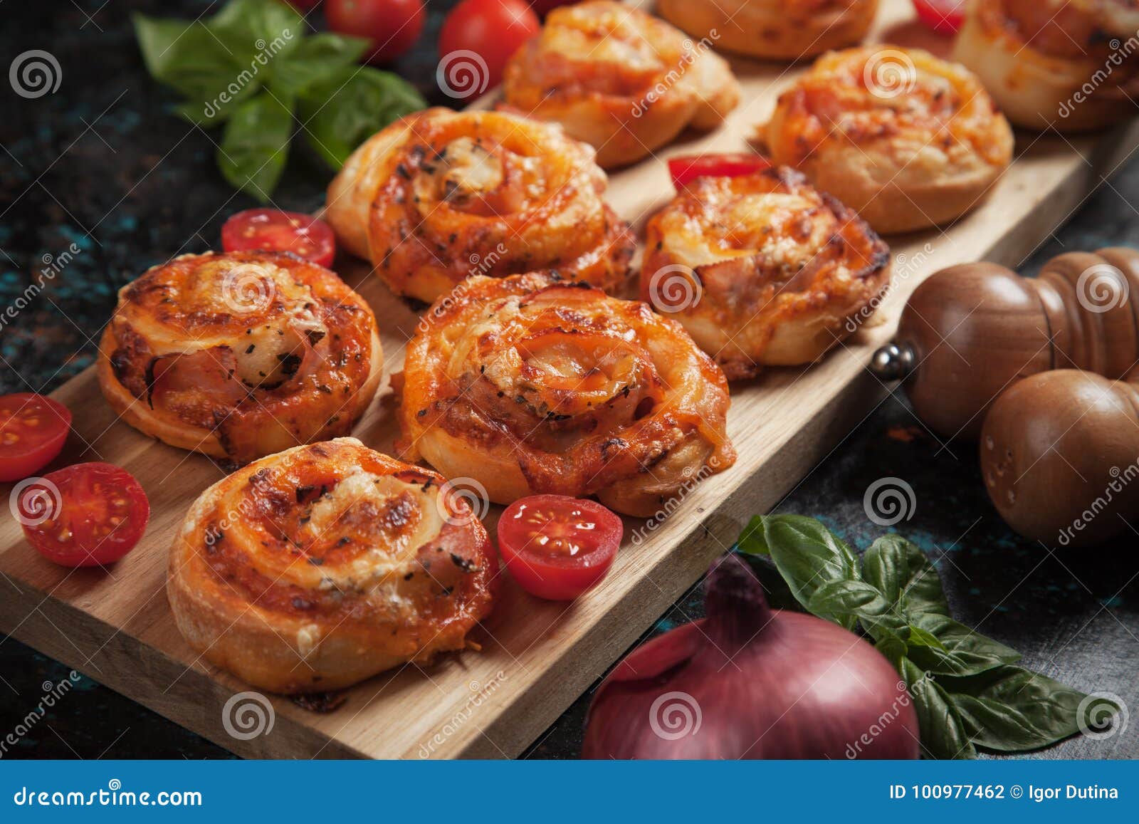 Home baked pizza rolls stock photo. Image of rolls, roll - 100977462