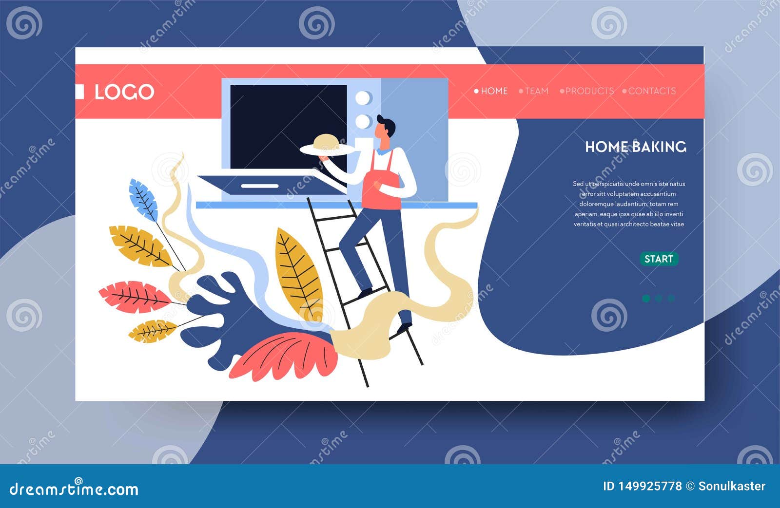 Home Baking Web Page Template Cooking Master Classes Stock Vector ...