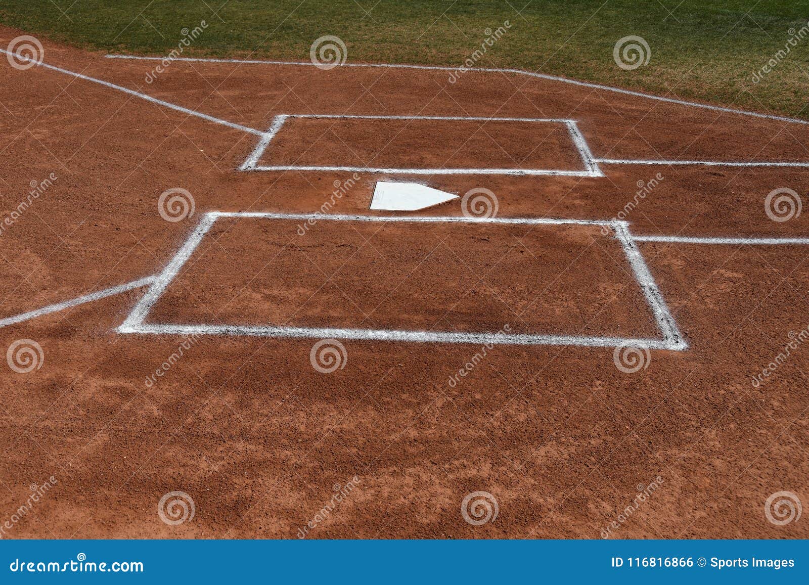 Baseball Home Plate and Batters Box Stock Photo - Image of ball ...