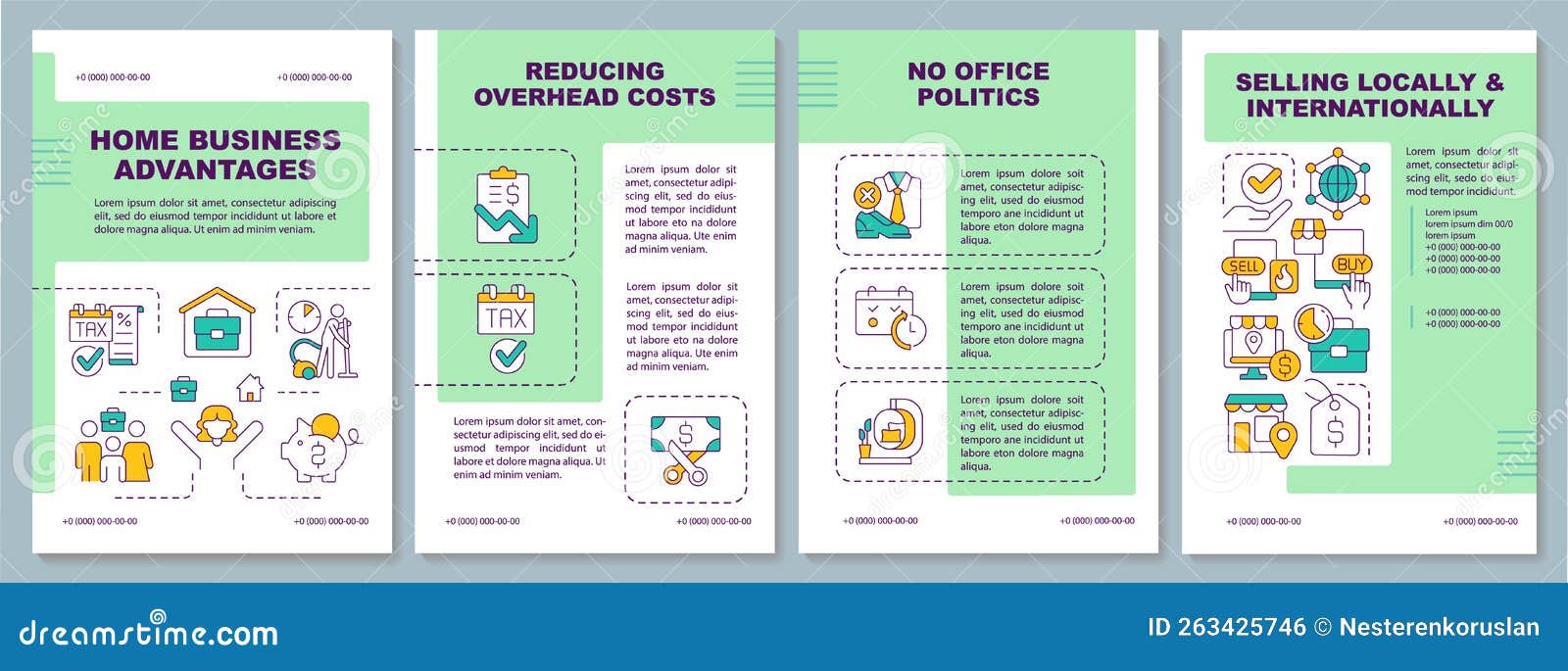 Home Based Business Benefits Brochure Template Stock Vector ...