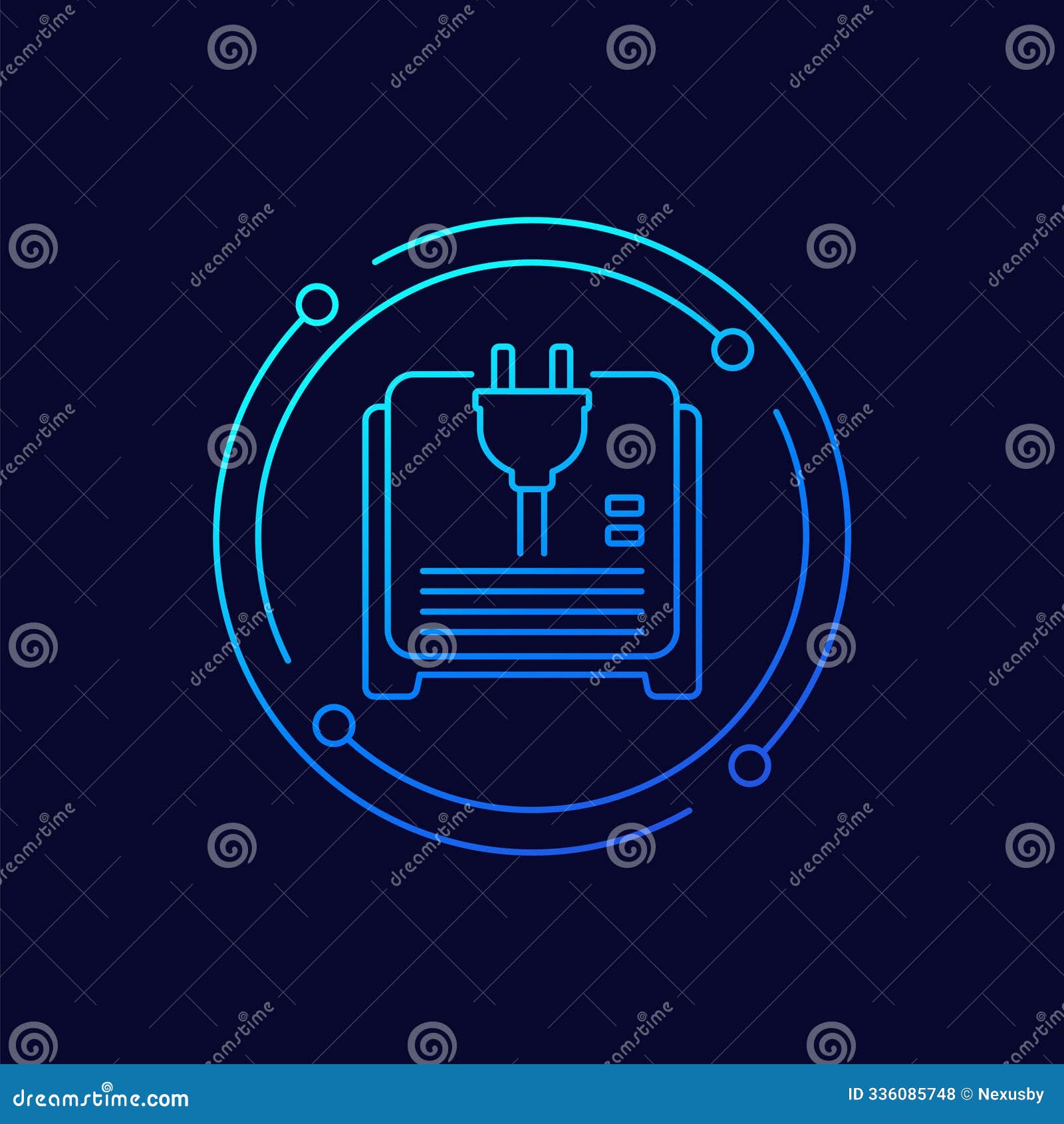 Home Battery Icon, Power Backup System Line Design Stock Illustration ...
