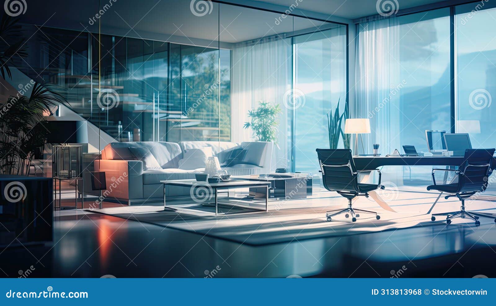 Home Blurred Modern Interior Stock Illustration - Illustration of ...