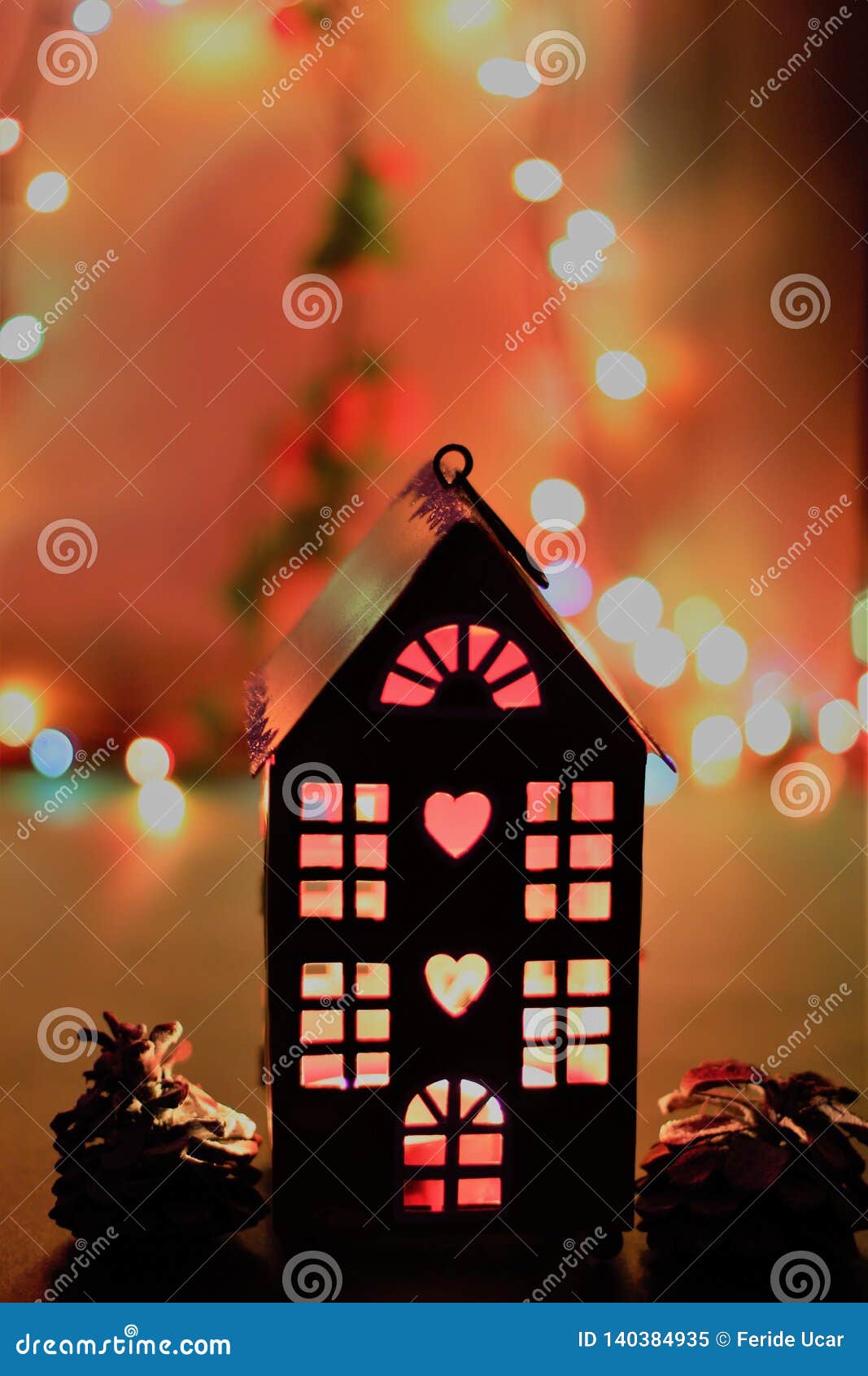 Home with Bokeh Lights in the Background Stock Image - Image of home ...