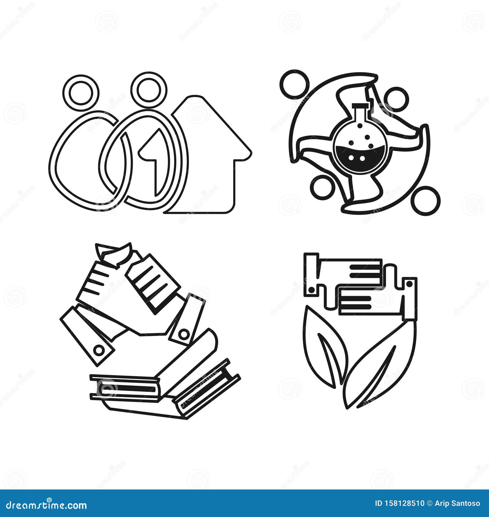 Home Book Laboratory Commitment Teamwork Together Outline Logo Stock ...