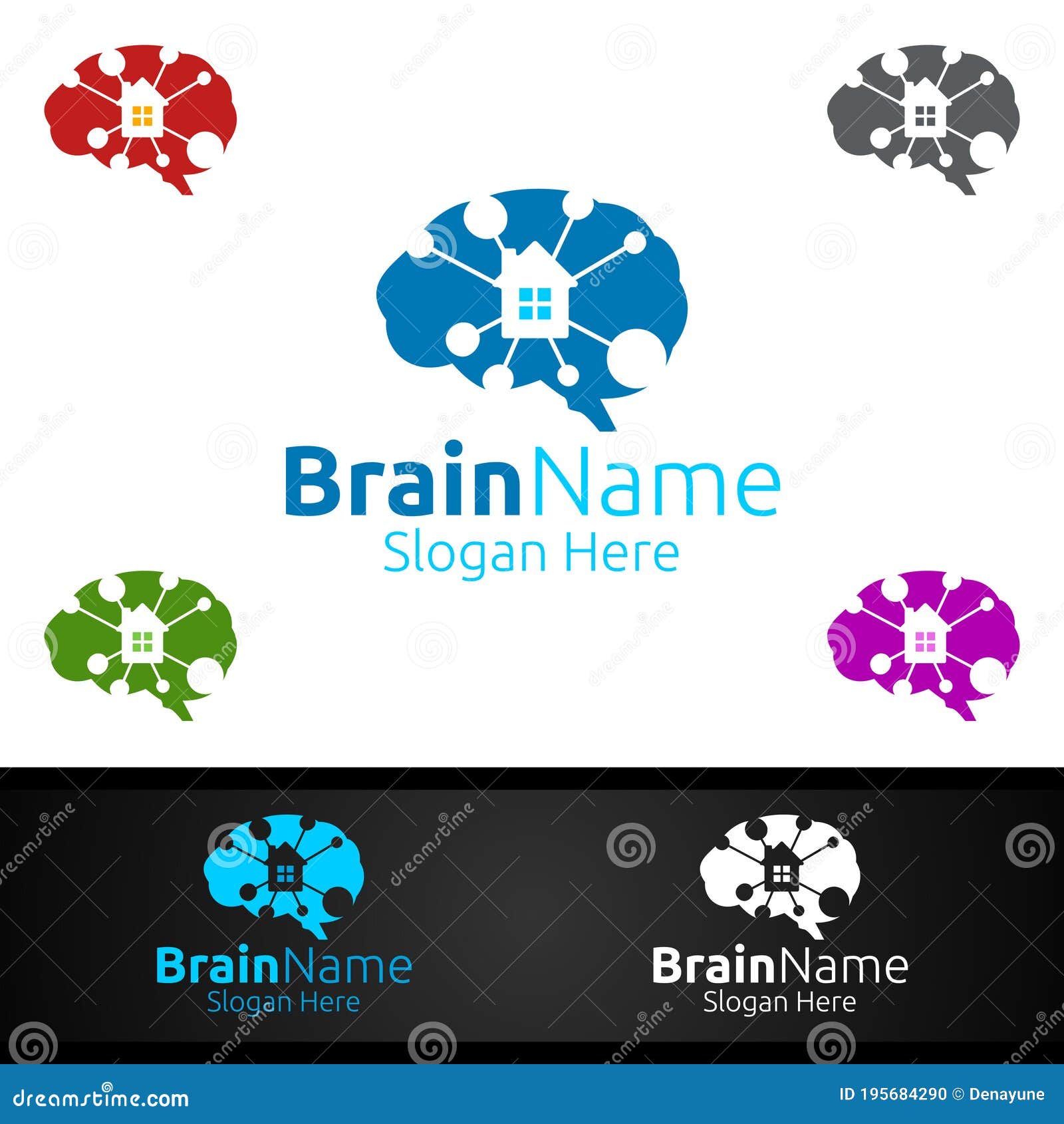 Home Brain Brain Logo with Think Idea Concept Design Stock Vector ...