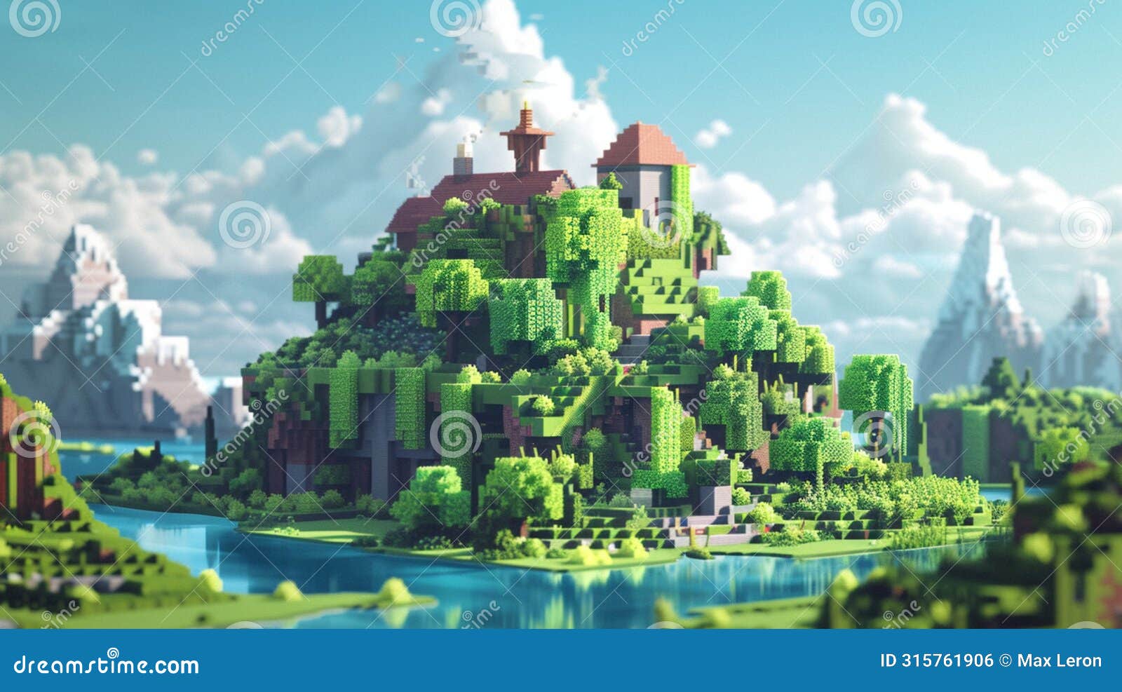 Home Build Minecraft 3d Art Stock Illustration - Illustration of brick ...