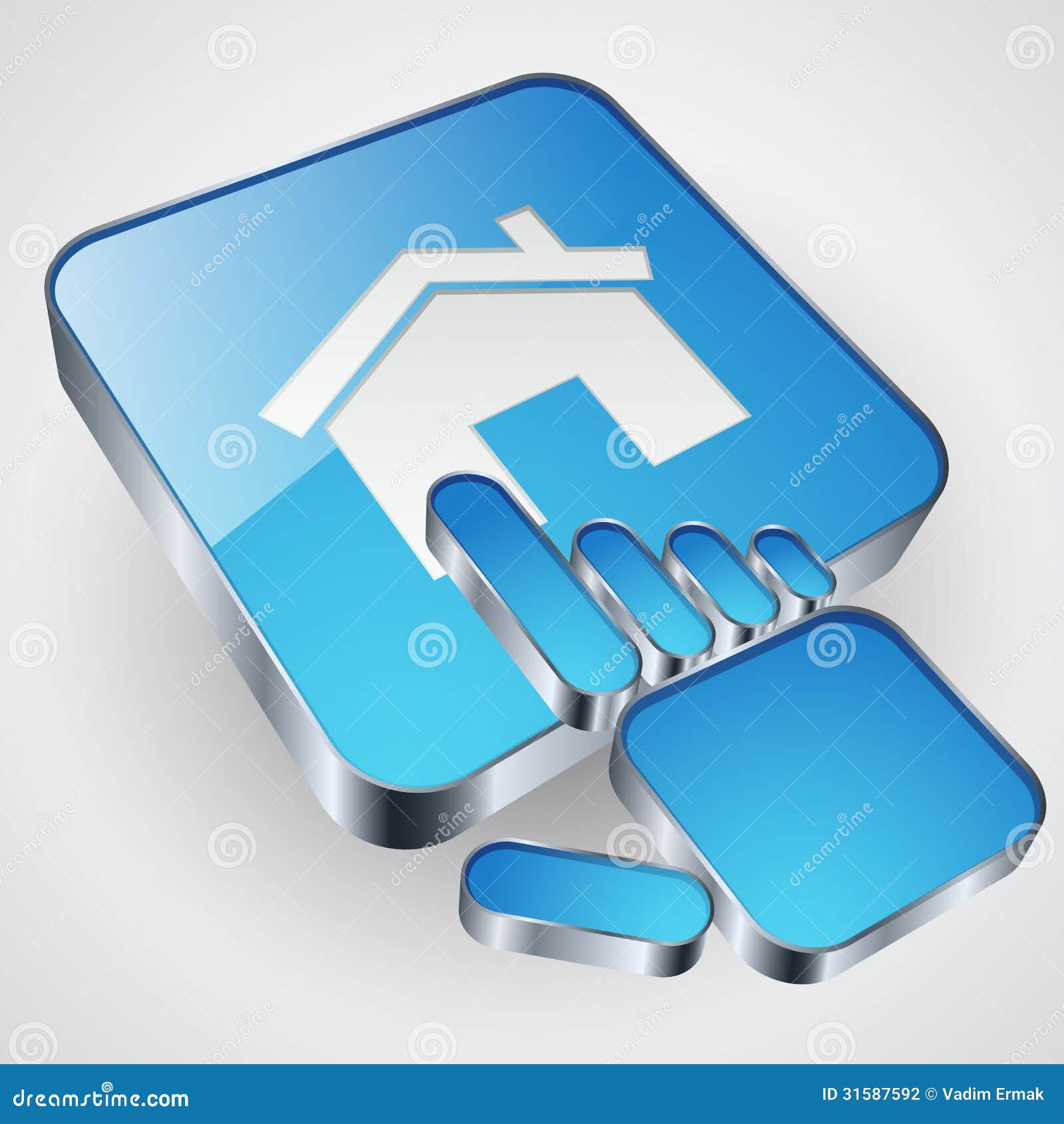 Home Button with Blue Hand Cursor Stock Vector - Illustration of ...