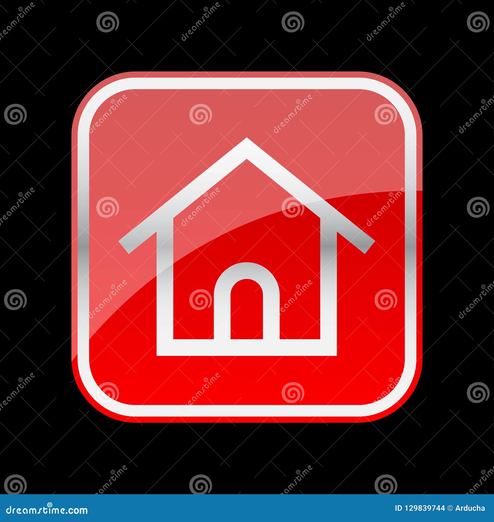 Home button outline icon stock vector. Illustration of light - 129839744