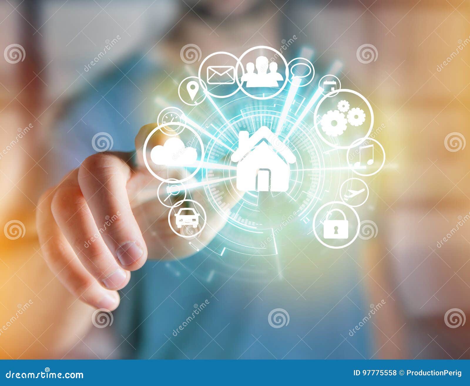 Home Button of a Technology Interface Surrounded by Application Stock ...