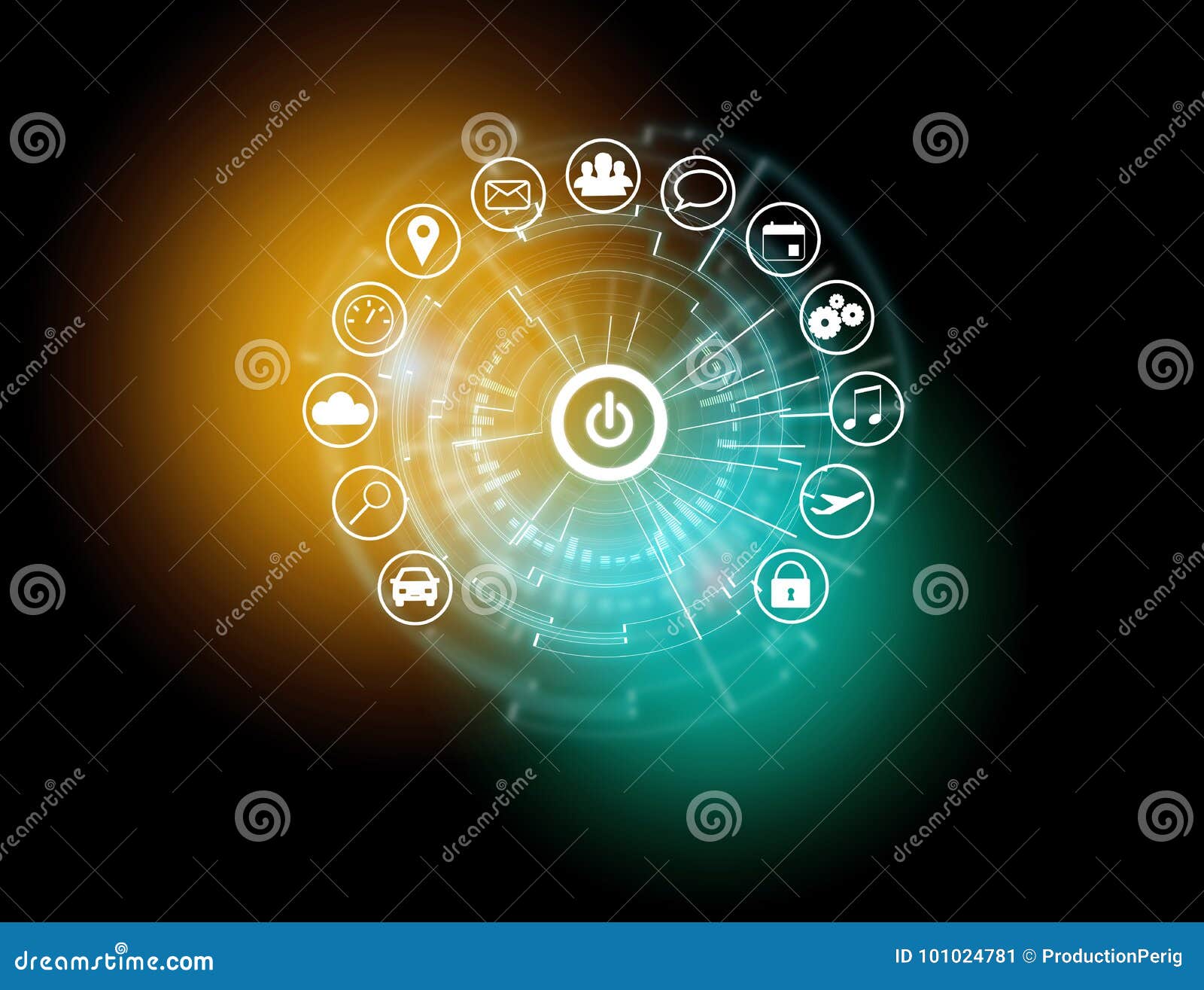 Home Button of a Technology Interface Surrounded by Application Stock ...