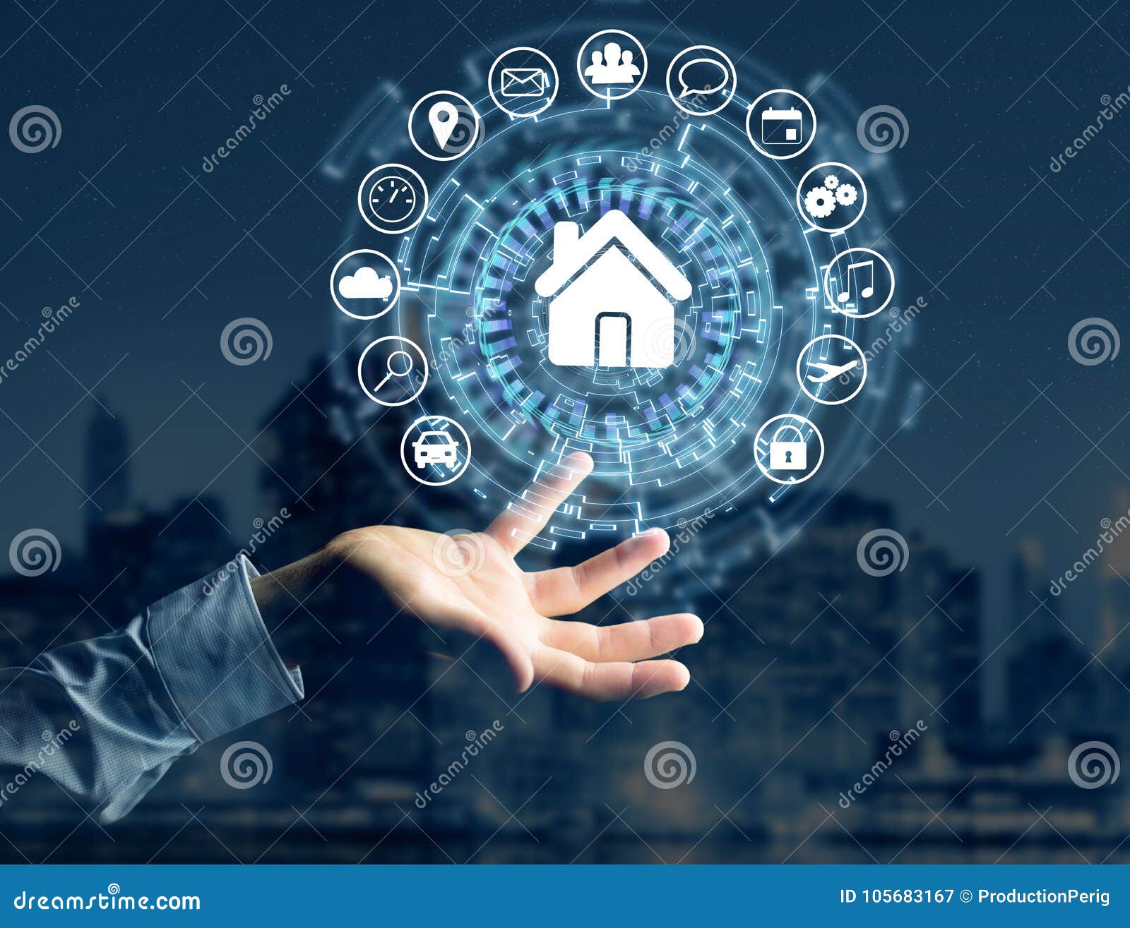 Home Button of a Technology Interface Surrounded by Application Stock ...