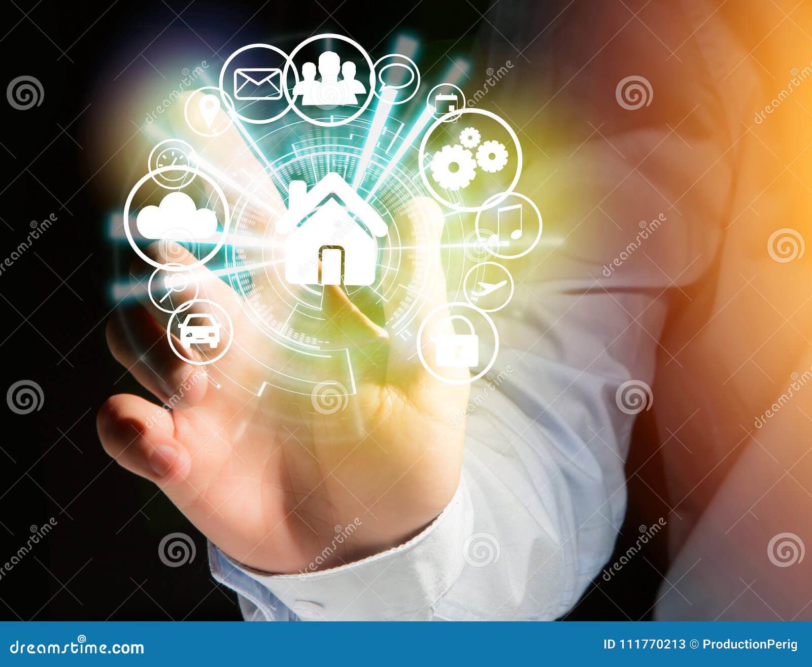 Home Button of a Technology Interface Surrounded by Application Stock ...