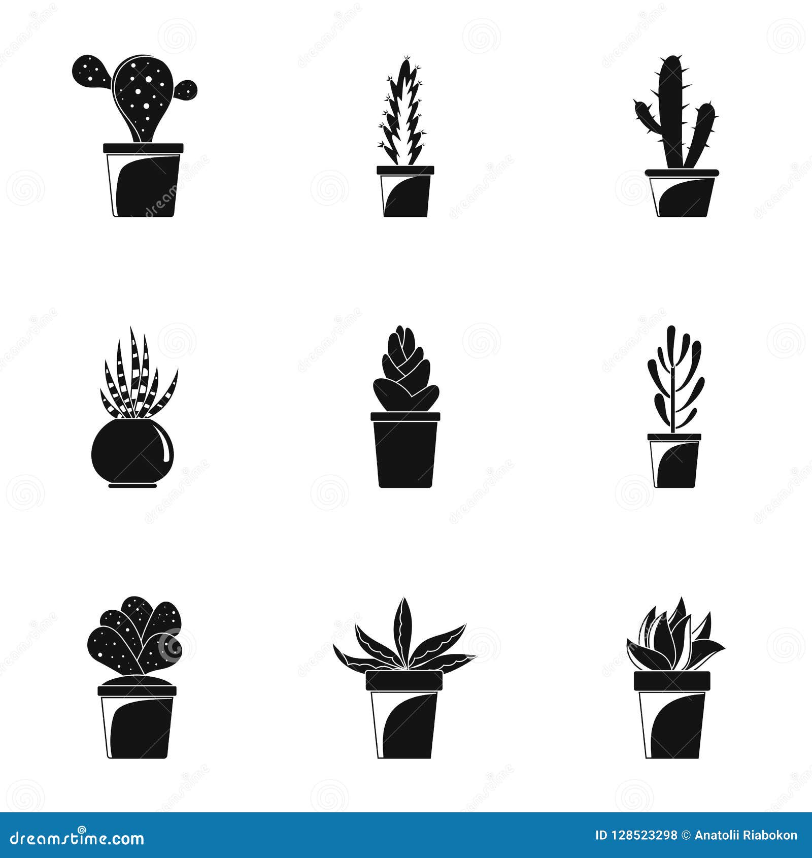 Home Cactus Icon Set, Simple Style Stock Vector - Illustration of ...