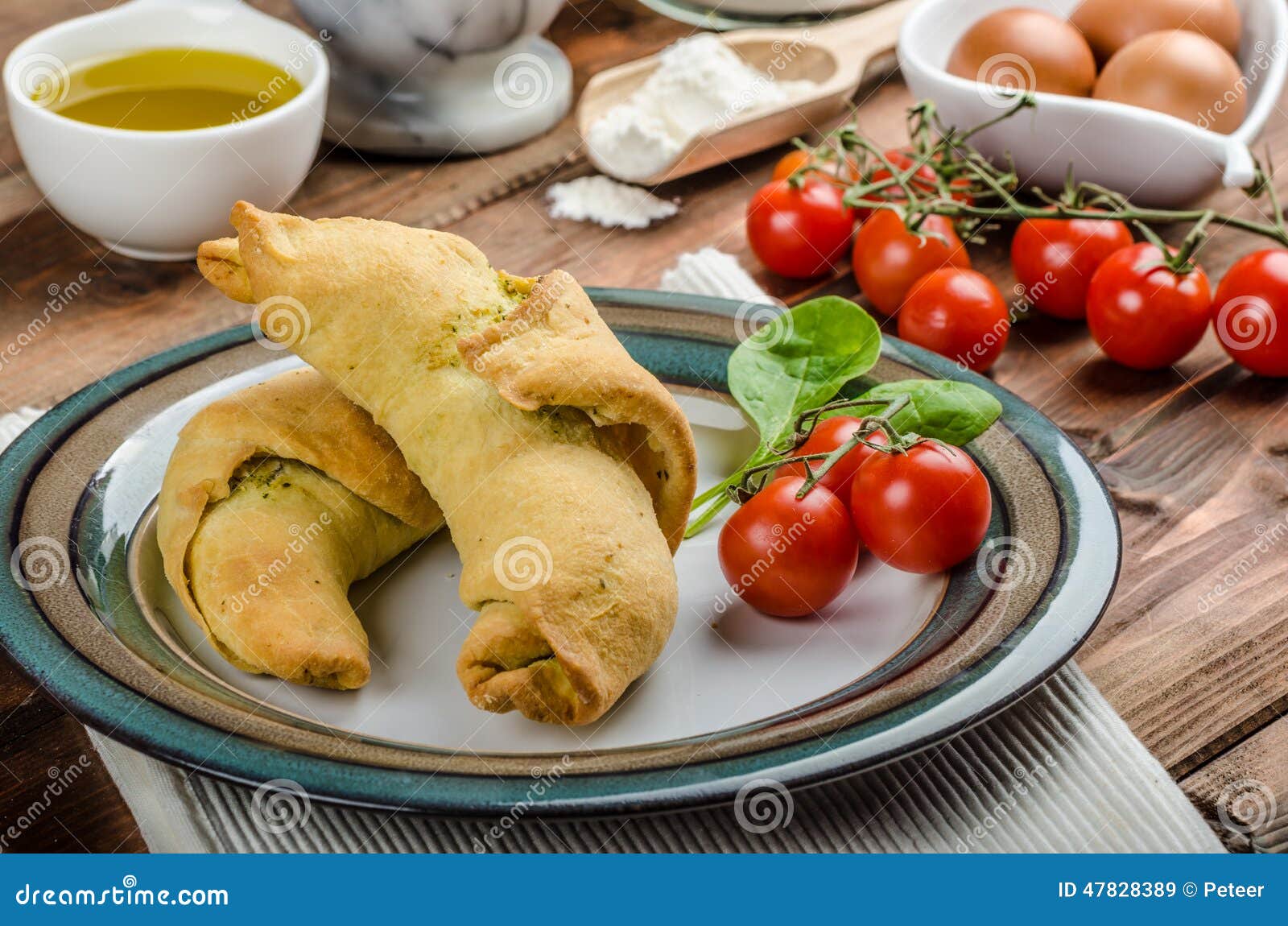 Home calzone rolls stock image. Image of lunch, herb - 47828389