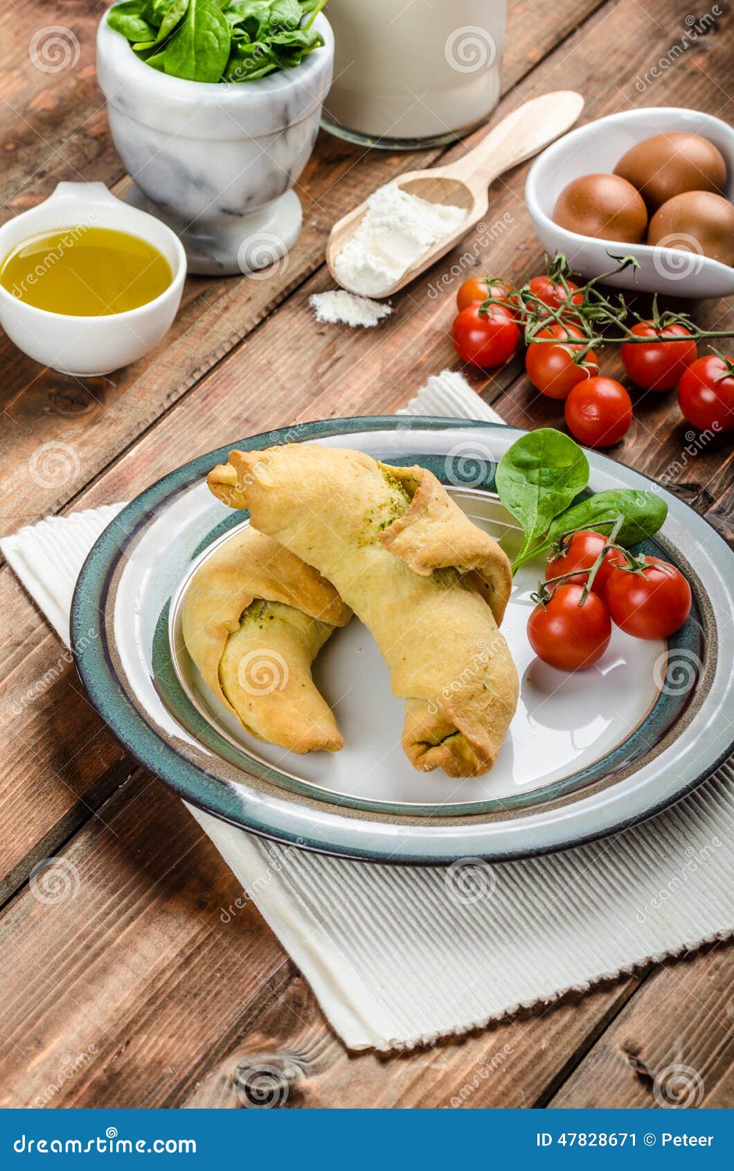 Home calzone rolls stock image. Image of meat, isolated - 47828671