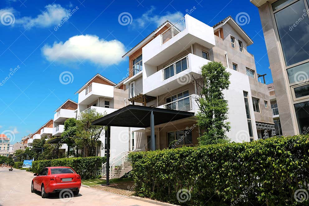 Home and a car stock image. Image of blue, garage, exterior - 13200681