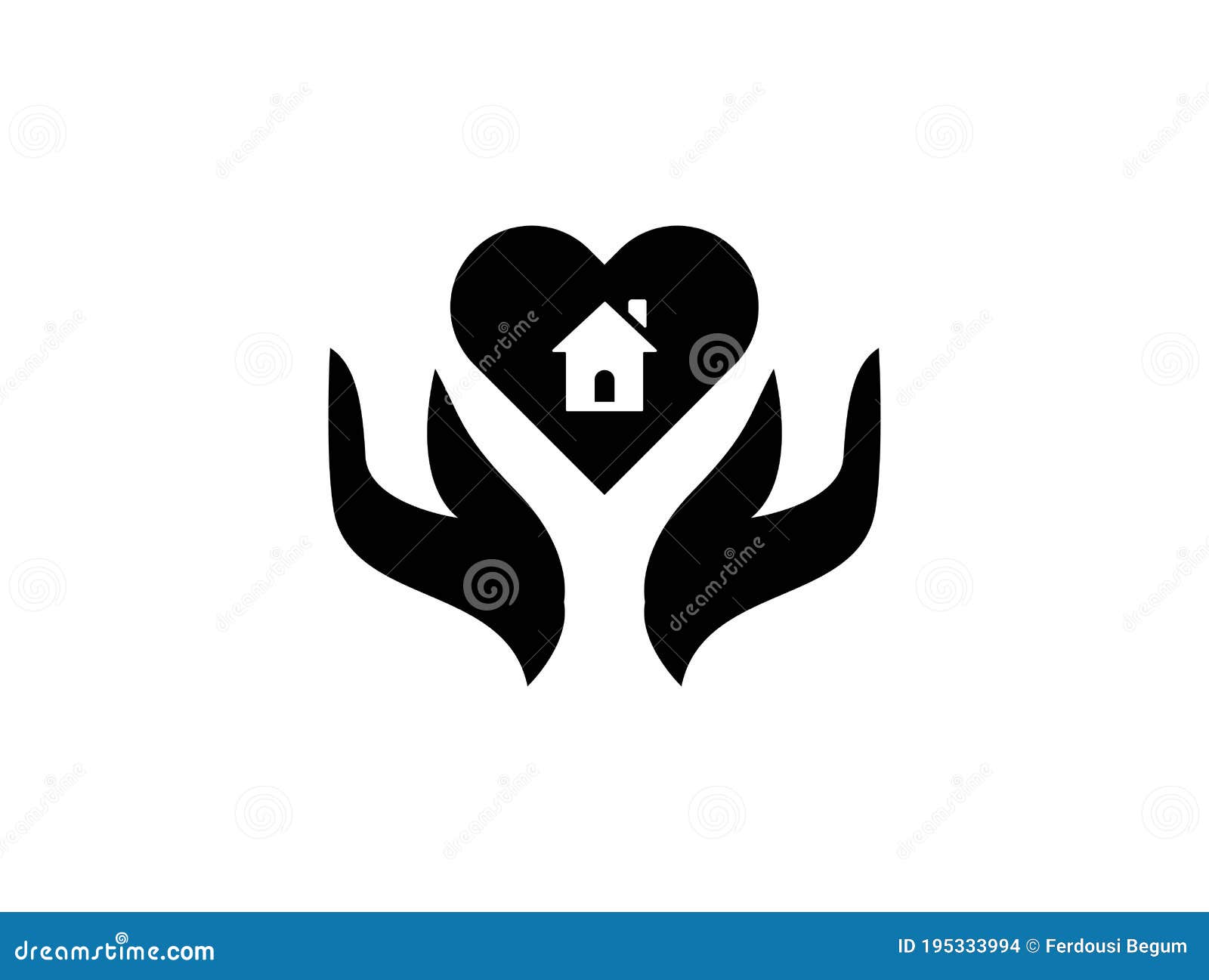 Home Care, Heart Shape and Home Icon with Two Hand Stock Illustration ...